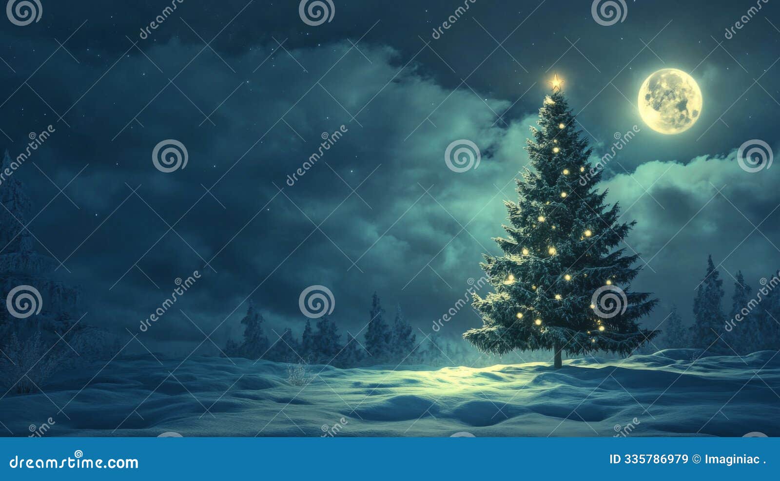 Lighted Up Christmas Tree With Many Lens Flares Vector Illustration ...