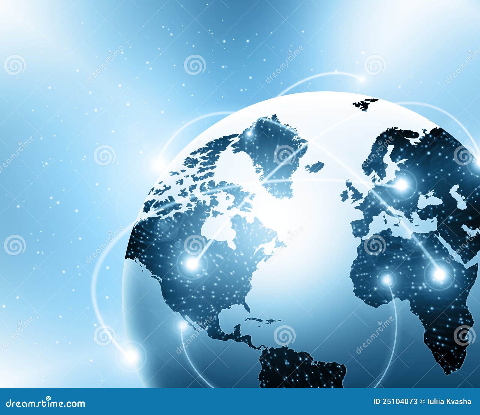 Lighted Cities on World Globe Stock Illustration - Illustration of ...