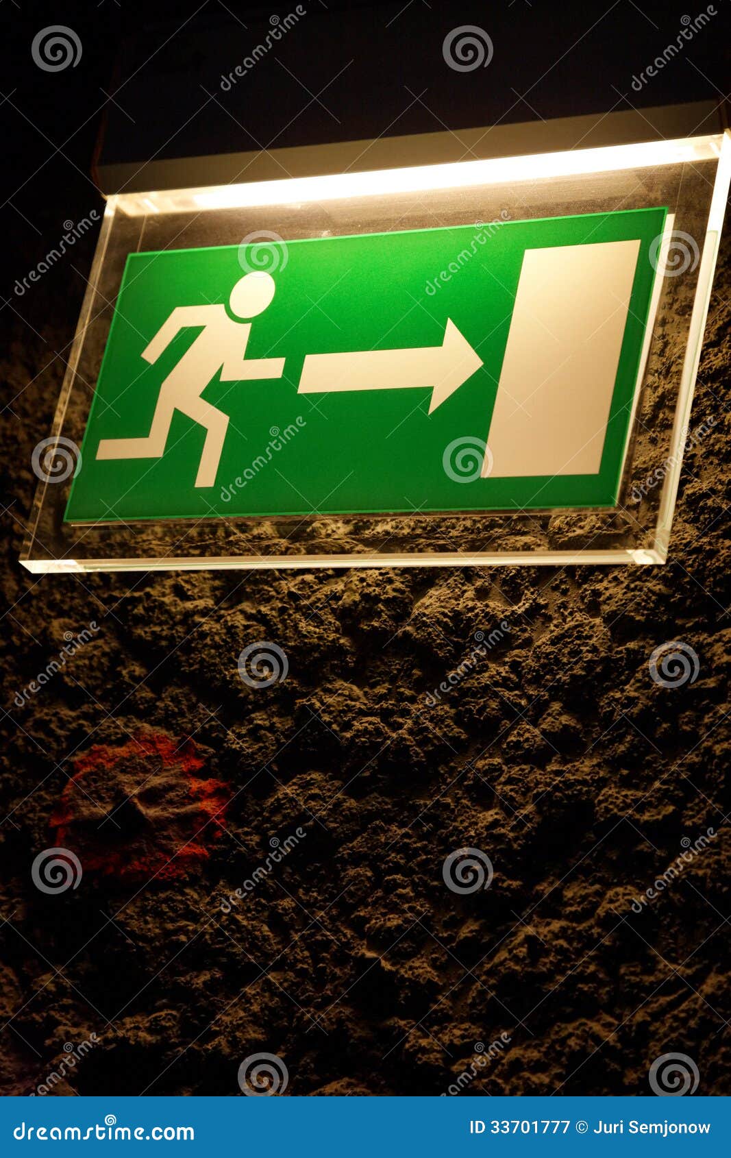 Lighted Emergency Exit Sign. Stock Image - Image of conceptual, help ...