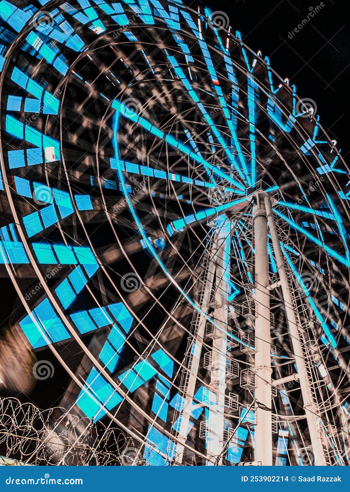 Lighted ferris wheel stock photo. Image of blue, dome - 253902214