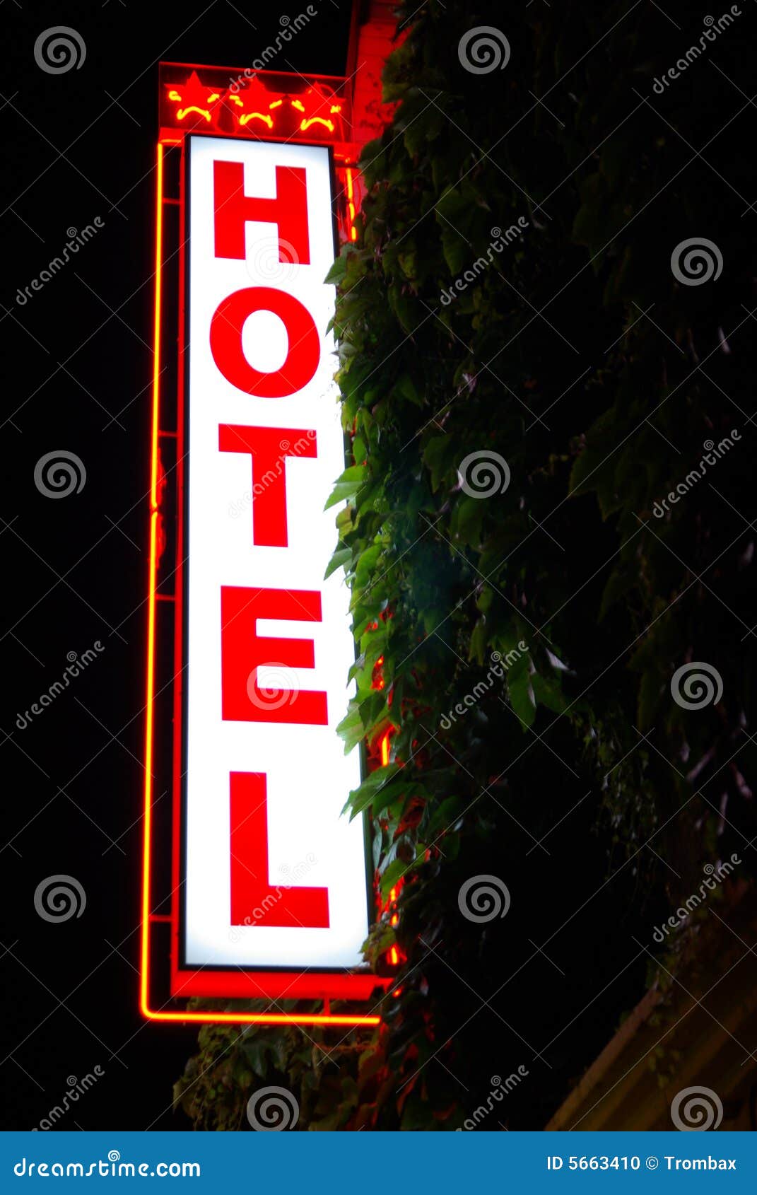 Lighted hotel sign stock photo. Image of hostal, white - 5663410