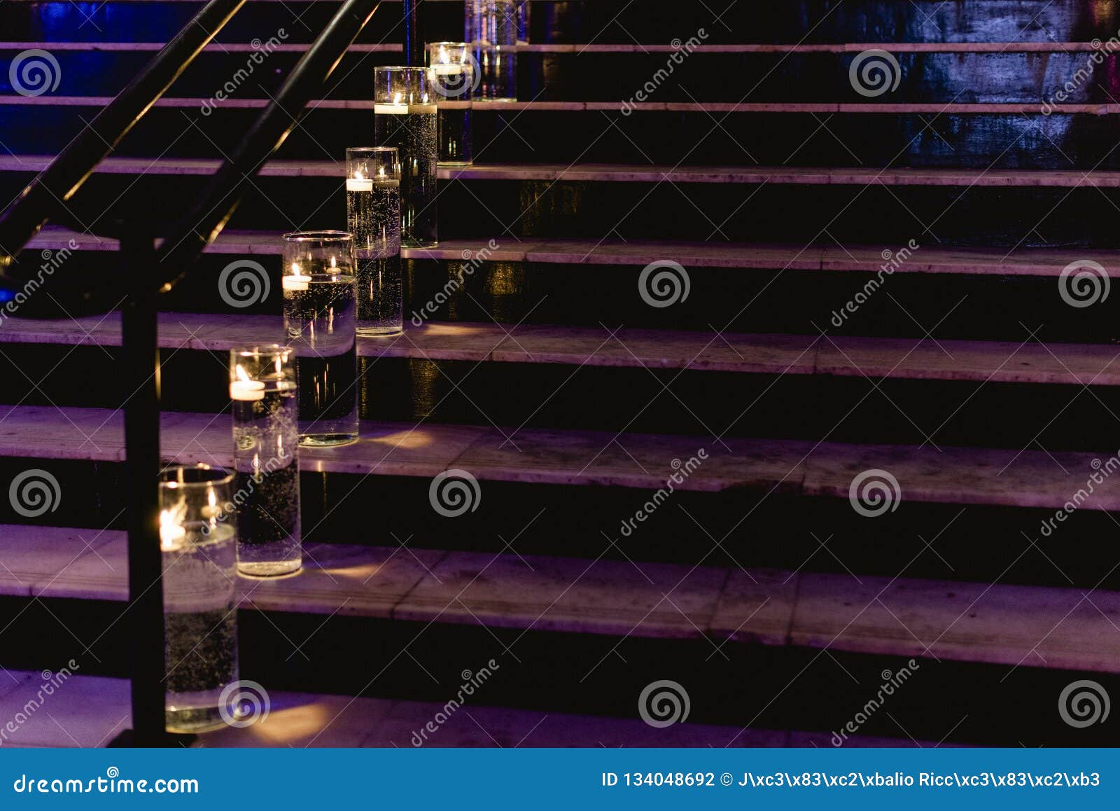 Lighted Ladder with Candles Stock Photo - Image of love, interior ...