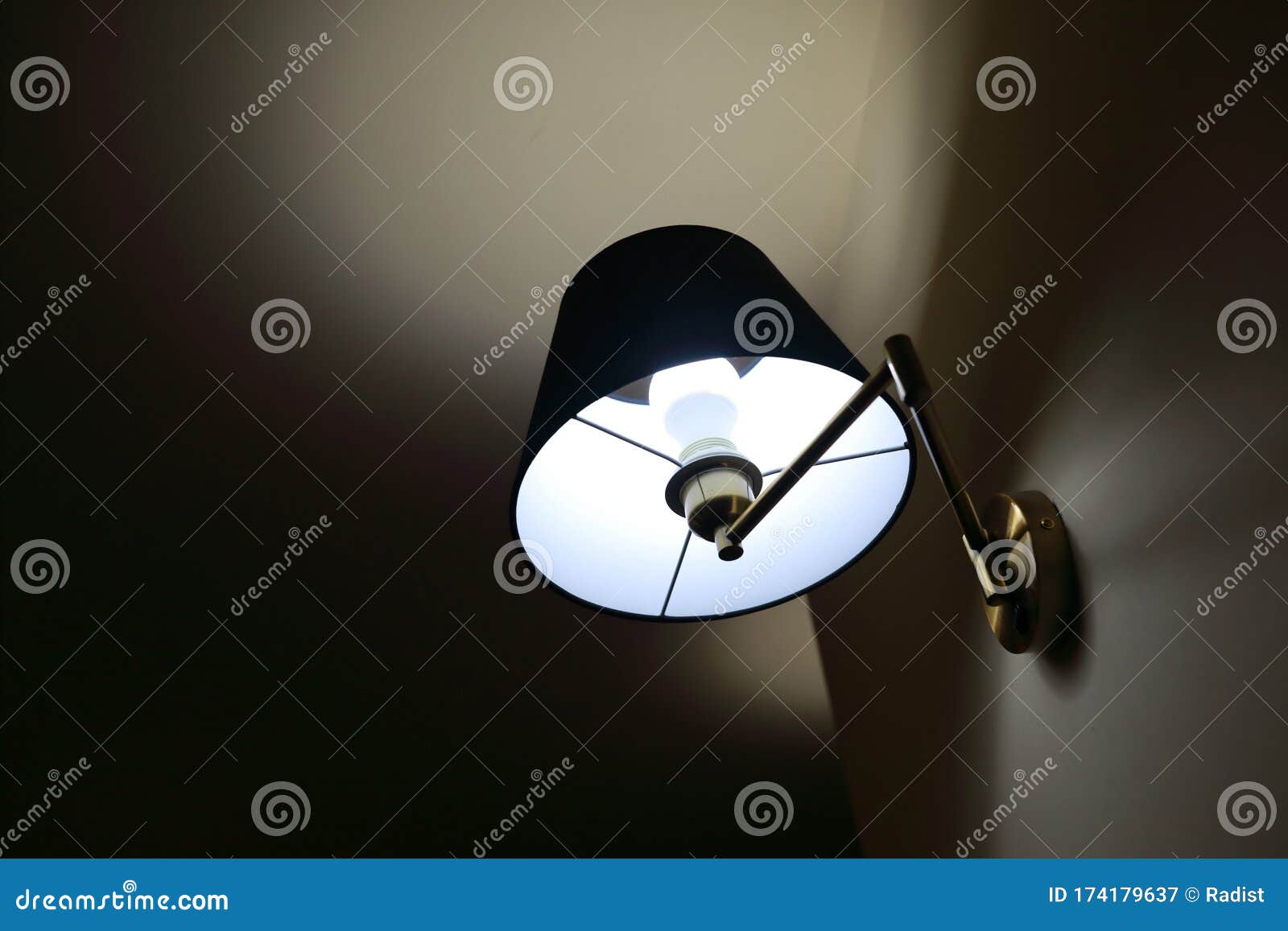 Lighted Lamp on Corridor Wall Stock Image - Image of decorative ...