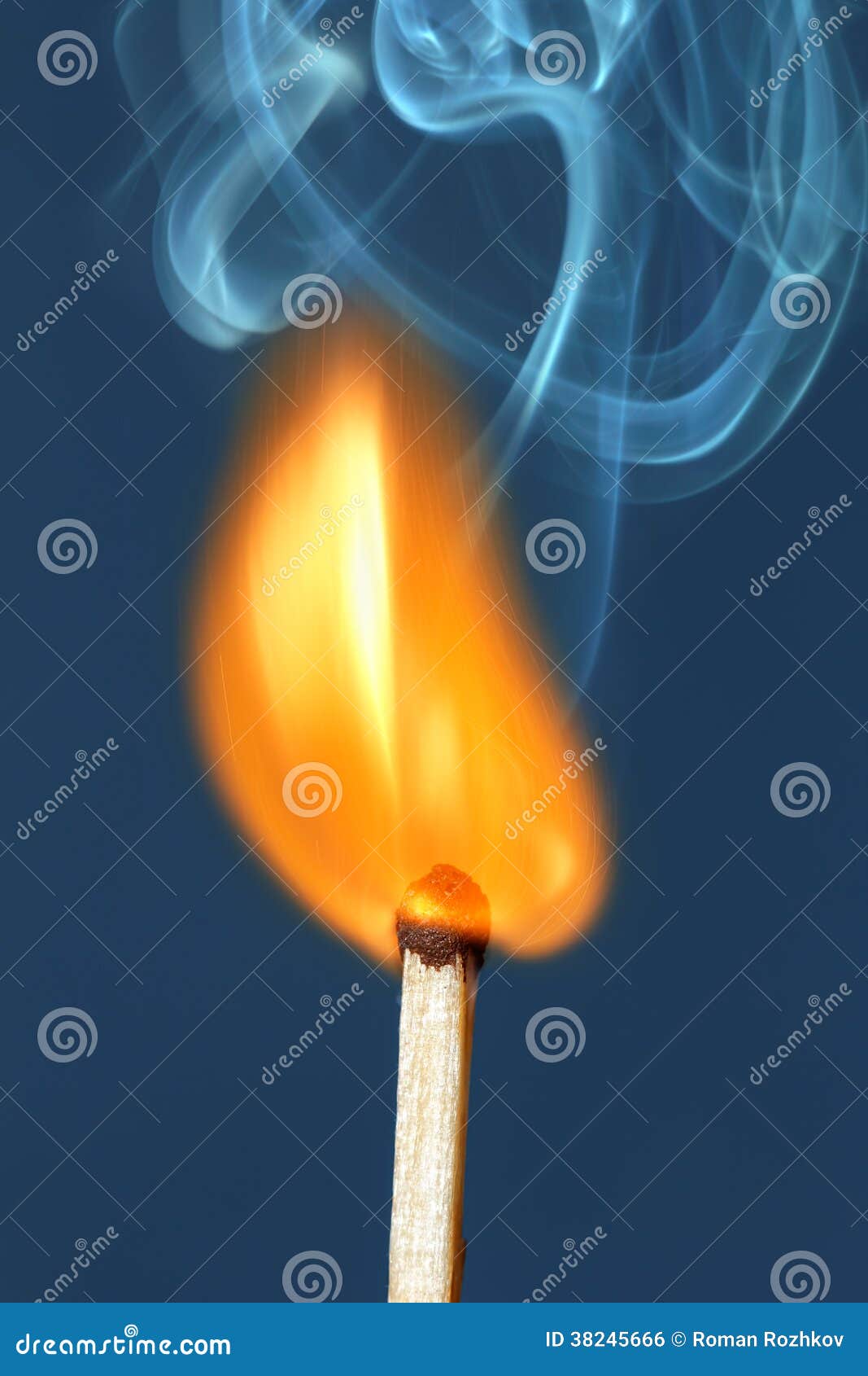 Lighted Match on a Blue Background. Stock Photo - Image of blue, burn ...