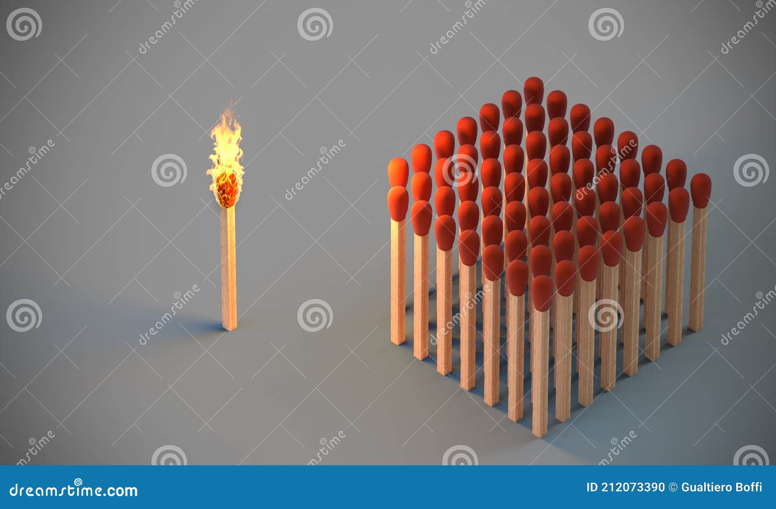 Lighted Match and Group of Undamaged Matches Stock Illustration ...