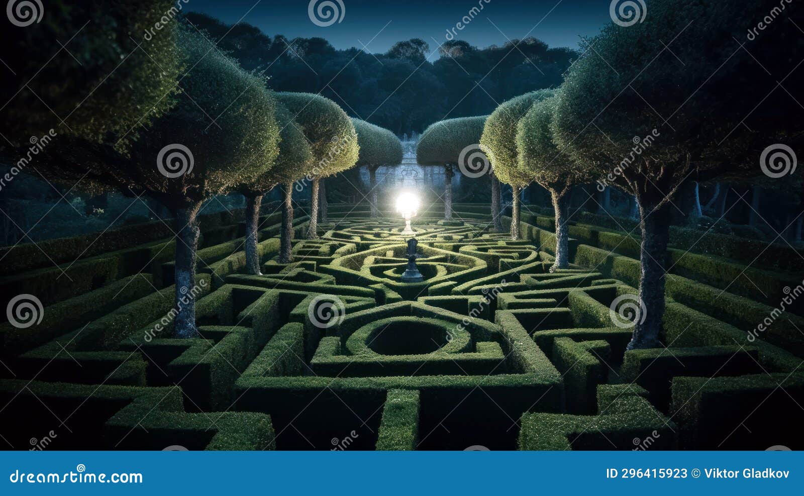 Lighted Maze on a Park at Night. Generative AI Stock Image - Image of ...