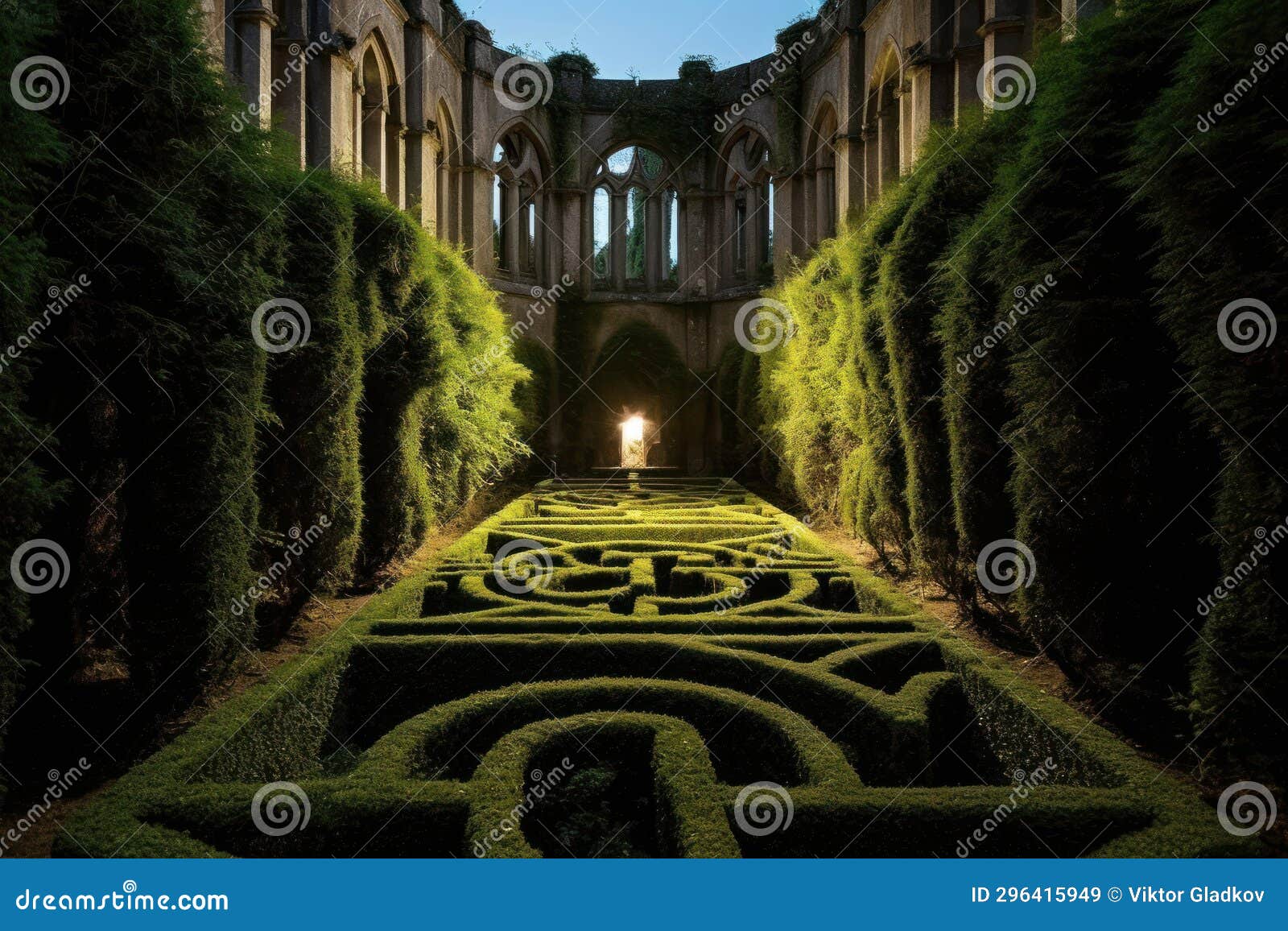 Lighted Maze on a Park at Night. Generative AI Stock Image - Image of ...