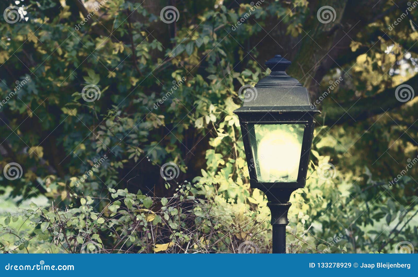 Lighted Modern and Classical Lantern Shining Bright Light in at Night ...