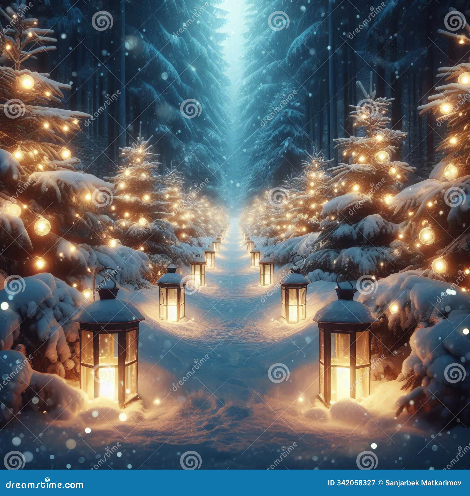 Lighted Path in Snow â€“ a Softly Glowing Path Lined with Christ Stock ...