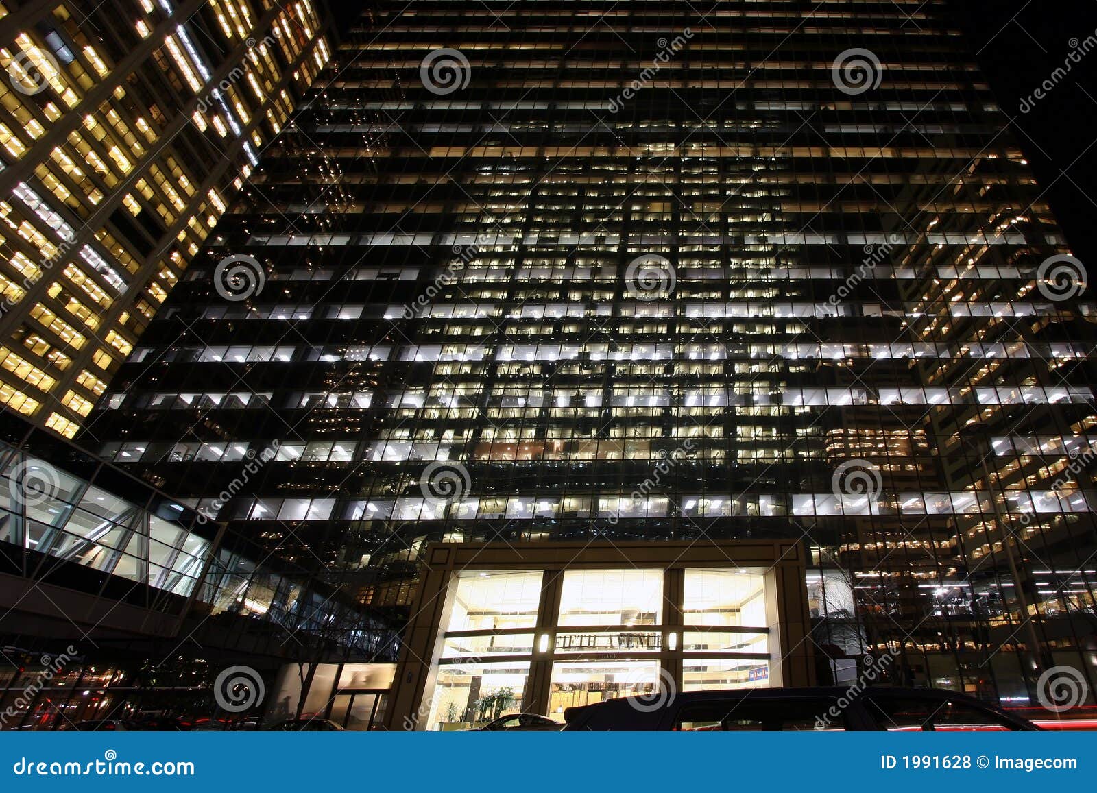 Lighted Skyscraper at Night Stock Photo - Image of property, hotel: 1991628