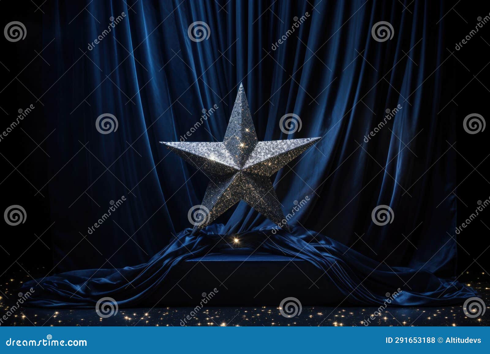 Lighted Star Prop on a Midnight-blue Velvet Backdrop Stock Photo ...