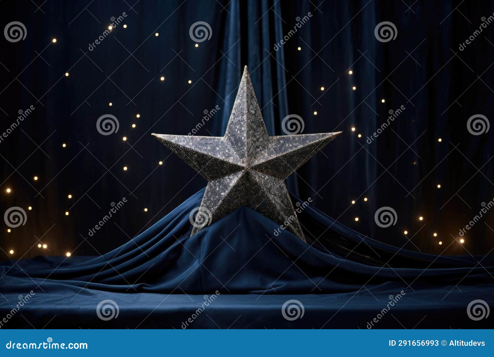 Lighted Star Prop on a Midnight-blue Velvet Backdrop Stock Image ...