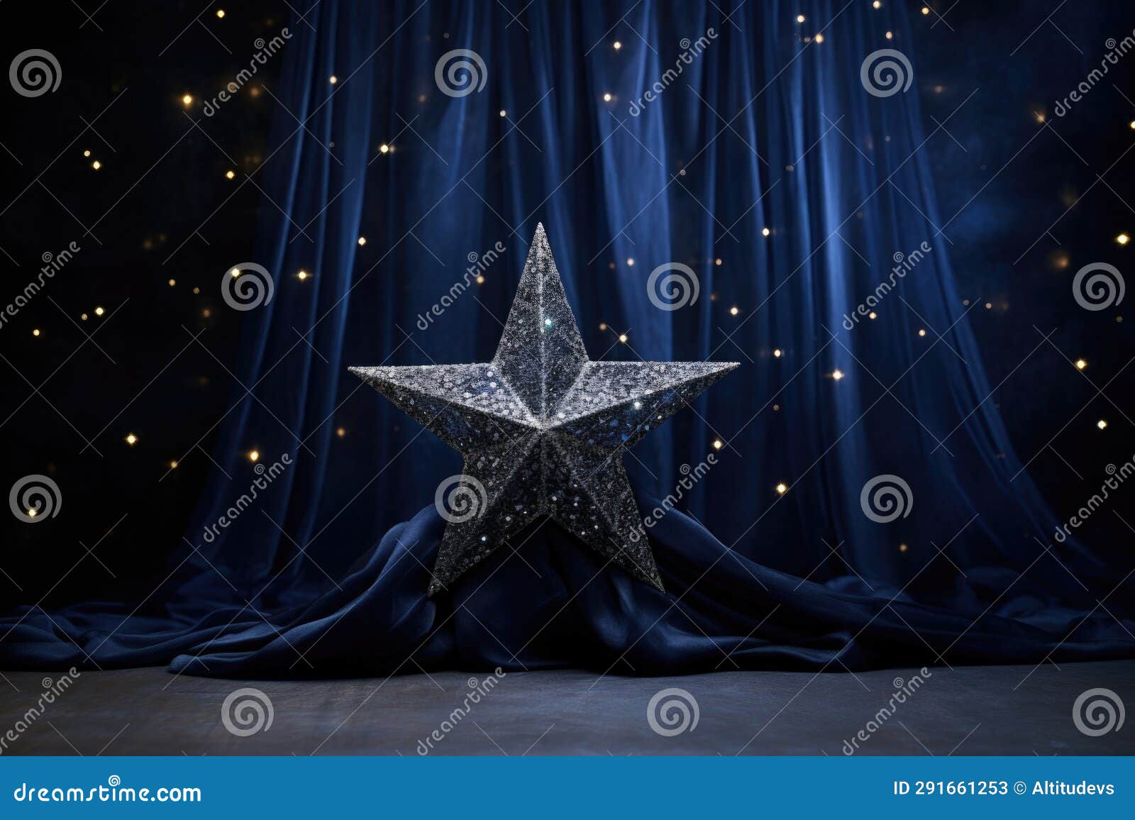 Lighted Star Prop on a Midnight-blue Velvet Backdrop Stock Image ...