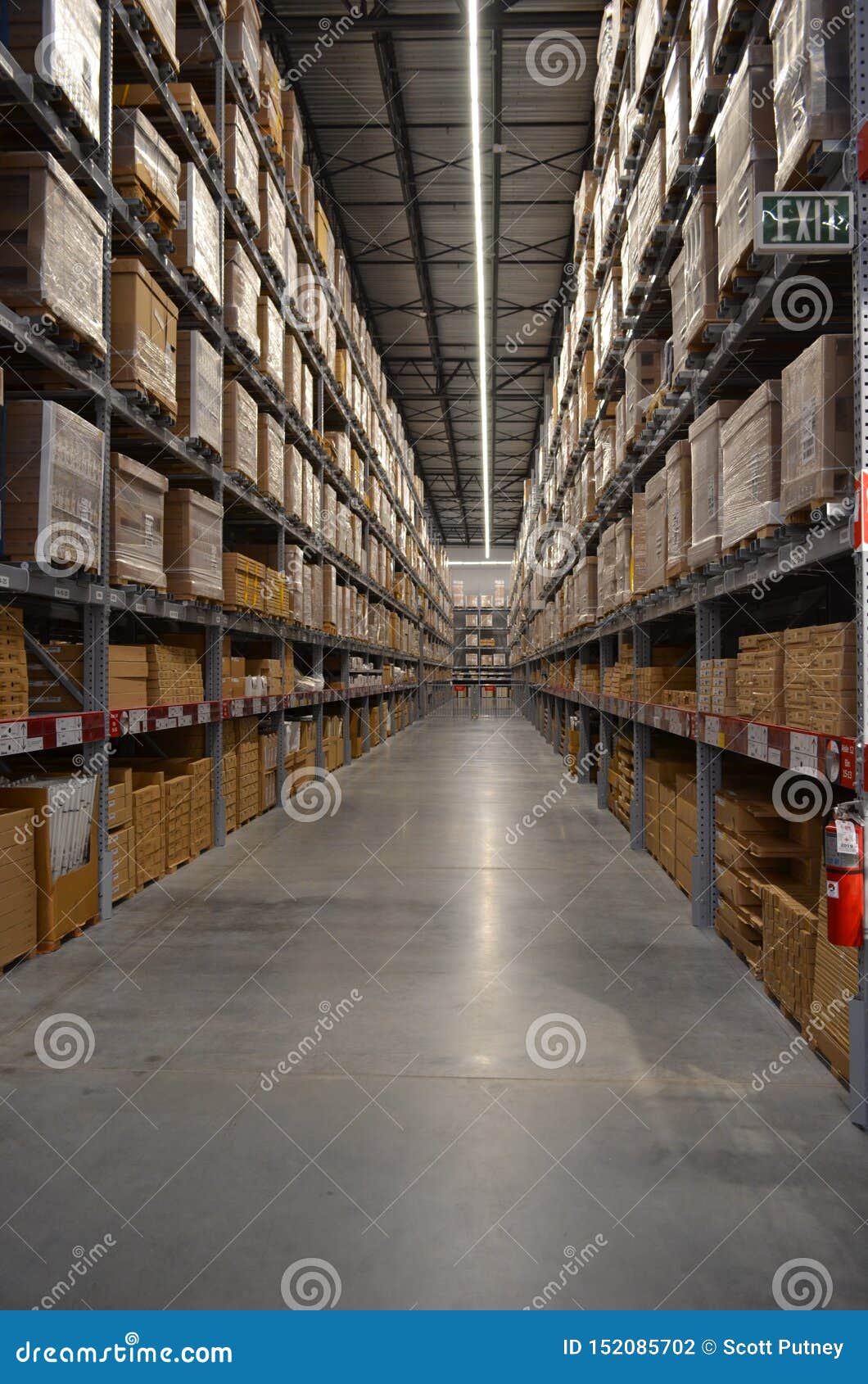 Lighted Stocked Full Warehouse Shelves Stock Photo - Image of full ...