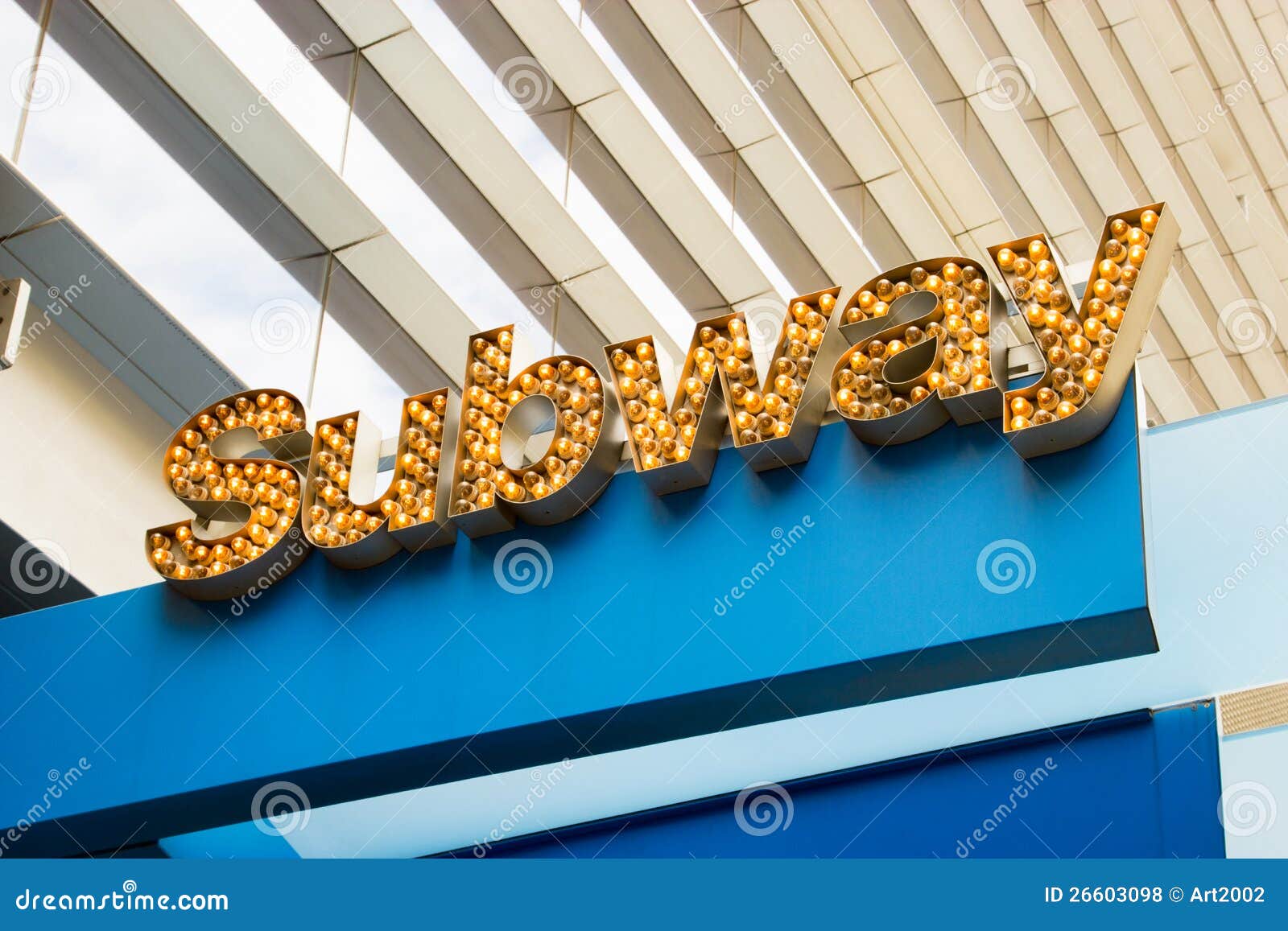 Lighted subway sign, NYC editorial stock photo. Image of lightbulbs ...