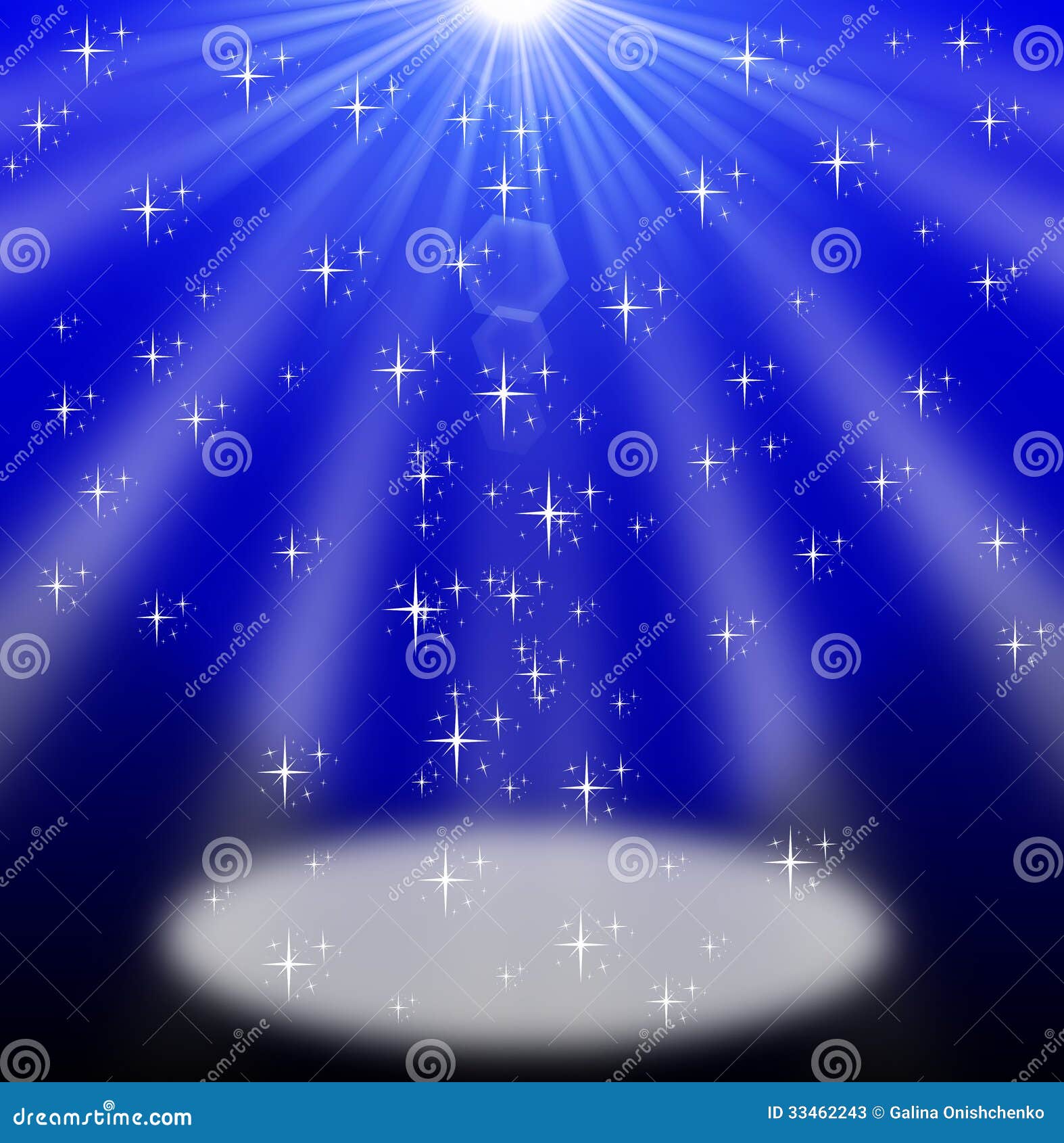 Lighted Up Stage Bright Blue Background for a Design Stock Illustration ...