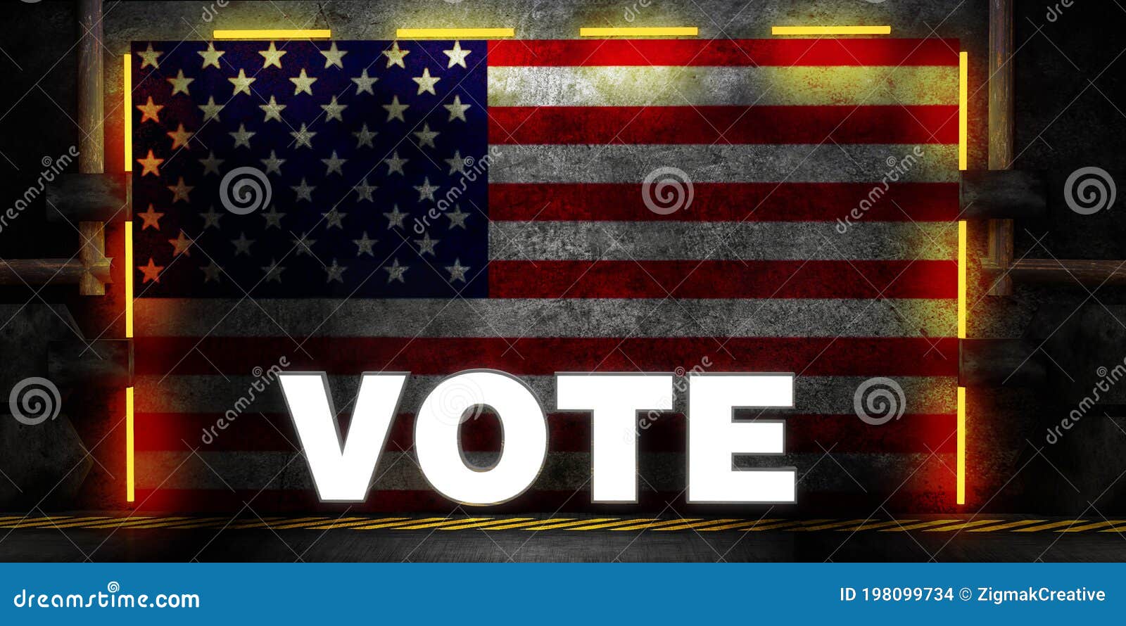 Lighted Vote Sign American Flag Wallpaper Stock Illustration ...