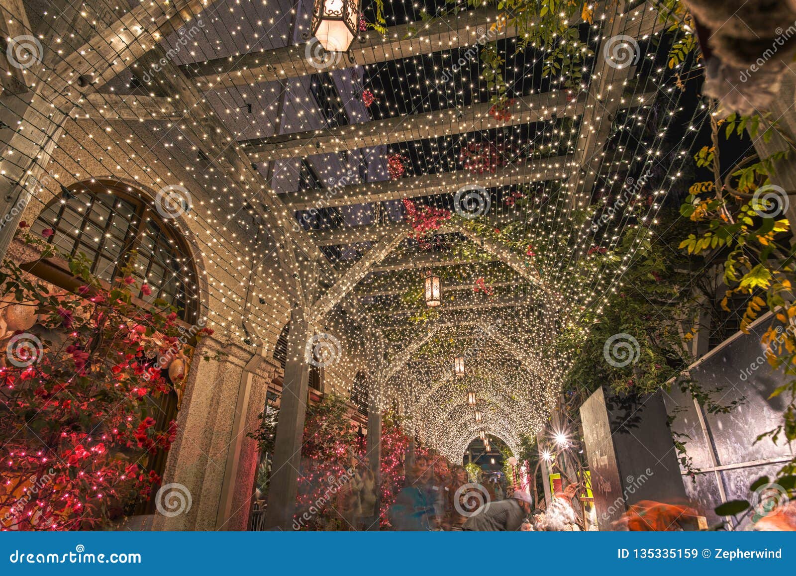 Lighted walkway editorial stock image. Image of vistors - 135335159