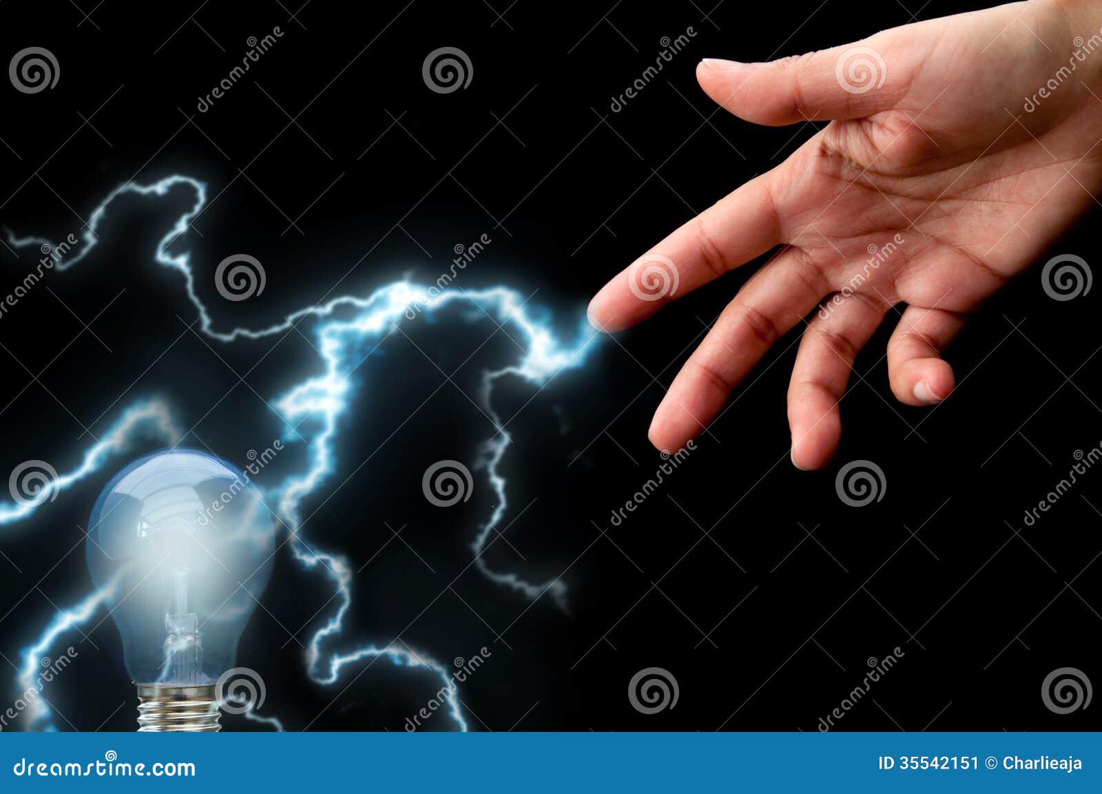 Lightening bulb stock image. Image of lamp, hand, danger - 35542151