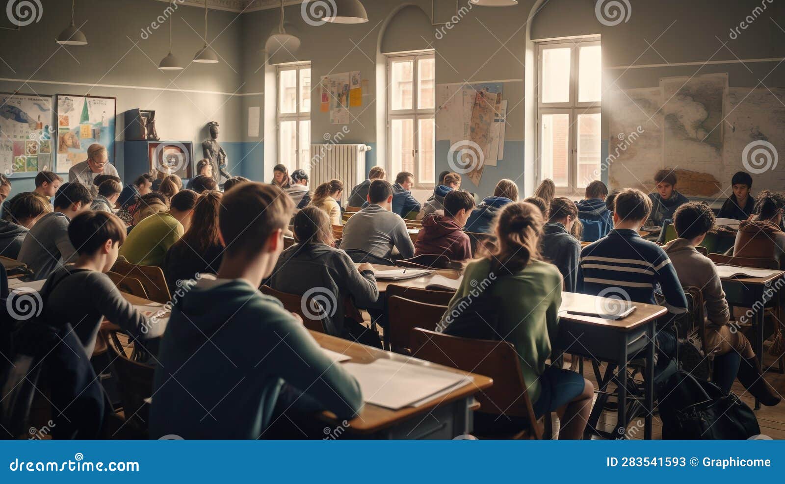 Classroom full of students stock illustration. Illustration of subjects ...