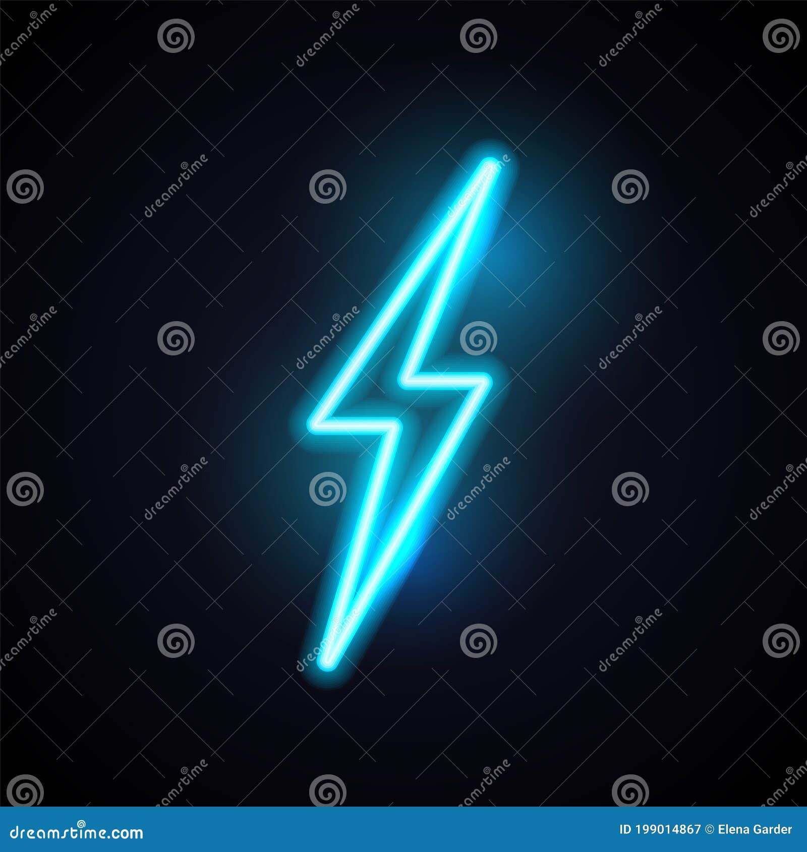 Lightening Neon Bolt. Vector Retro Flash Light. Electric Thunder 80s ...