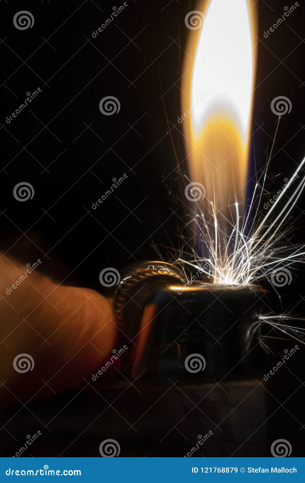 A Lighter Being Lit in the Dark Stock Image - Image of candle, cool ...