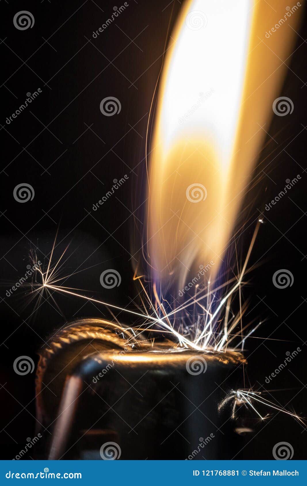 A Lighter Being Lit in the Dark Stock Image - Image of beauty, detail ...