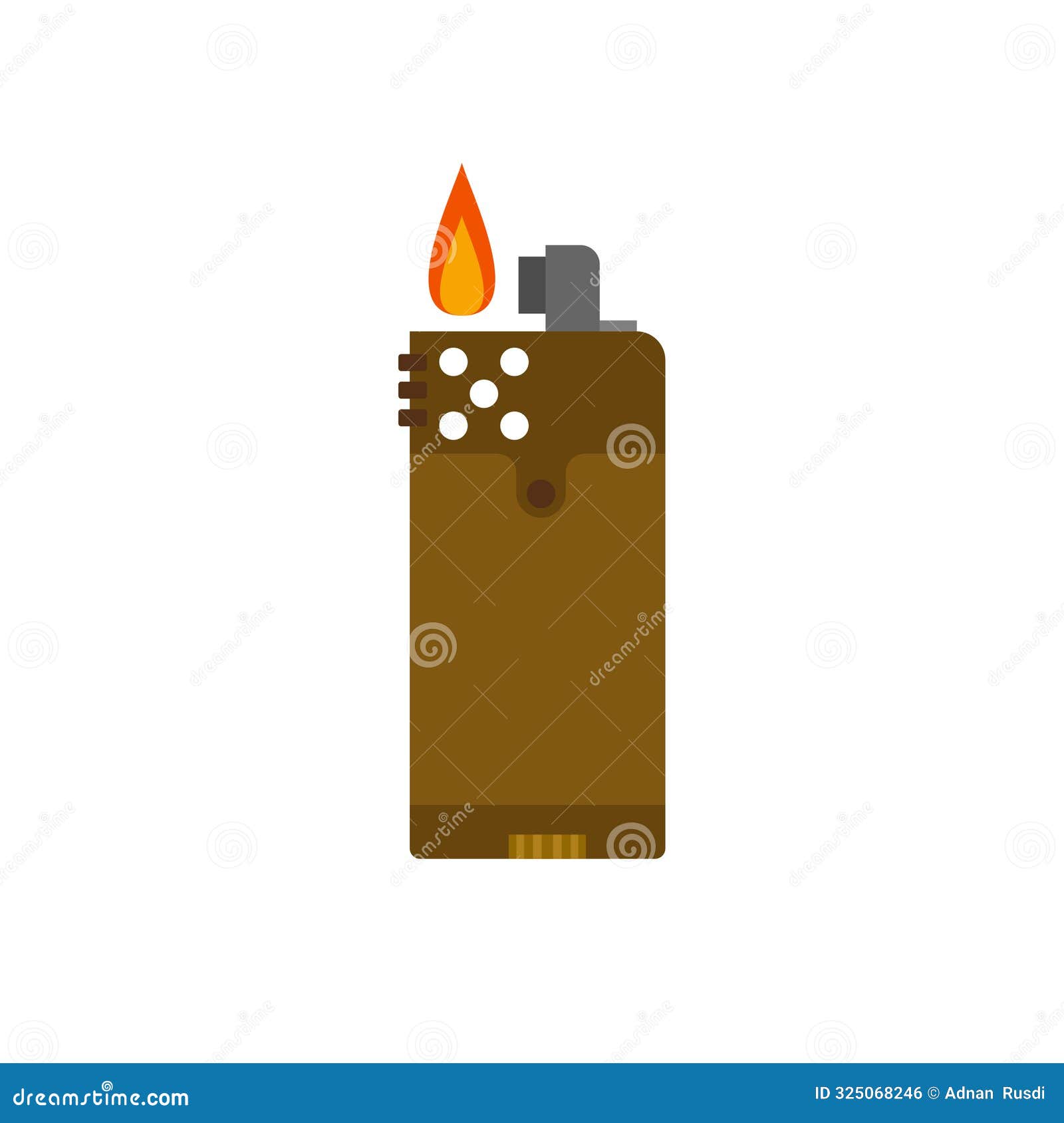 Lighter Flat Design Vector Illustration. Metal Cigarette Lighters with ...