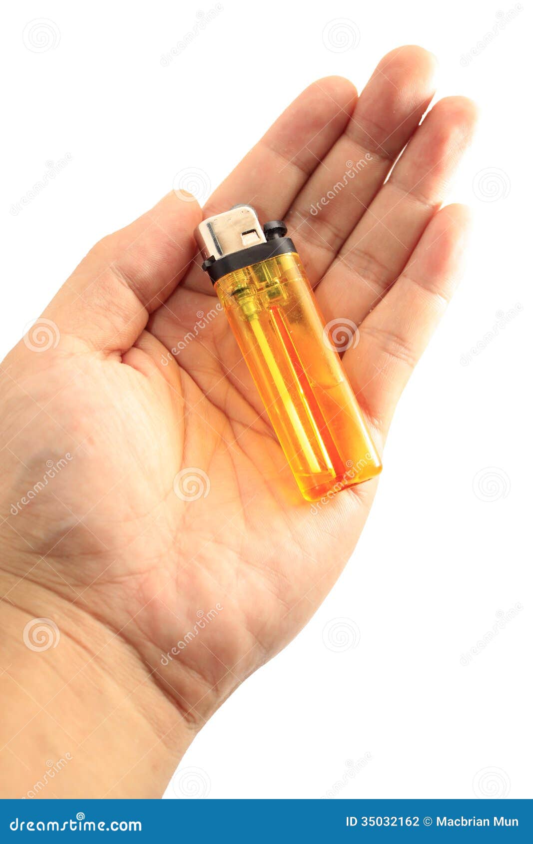 Lighter on human palm stock photo. Image of fire, fingernail - 35032162