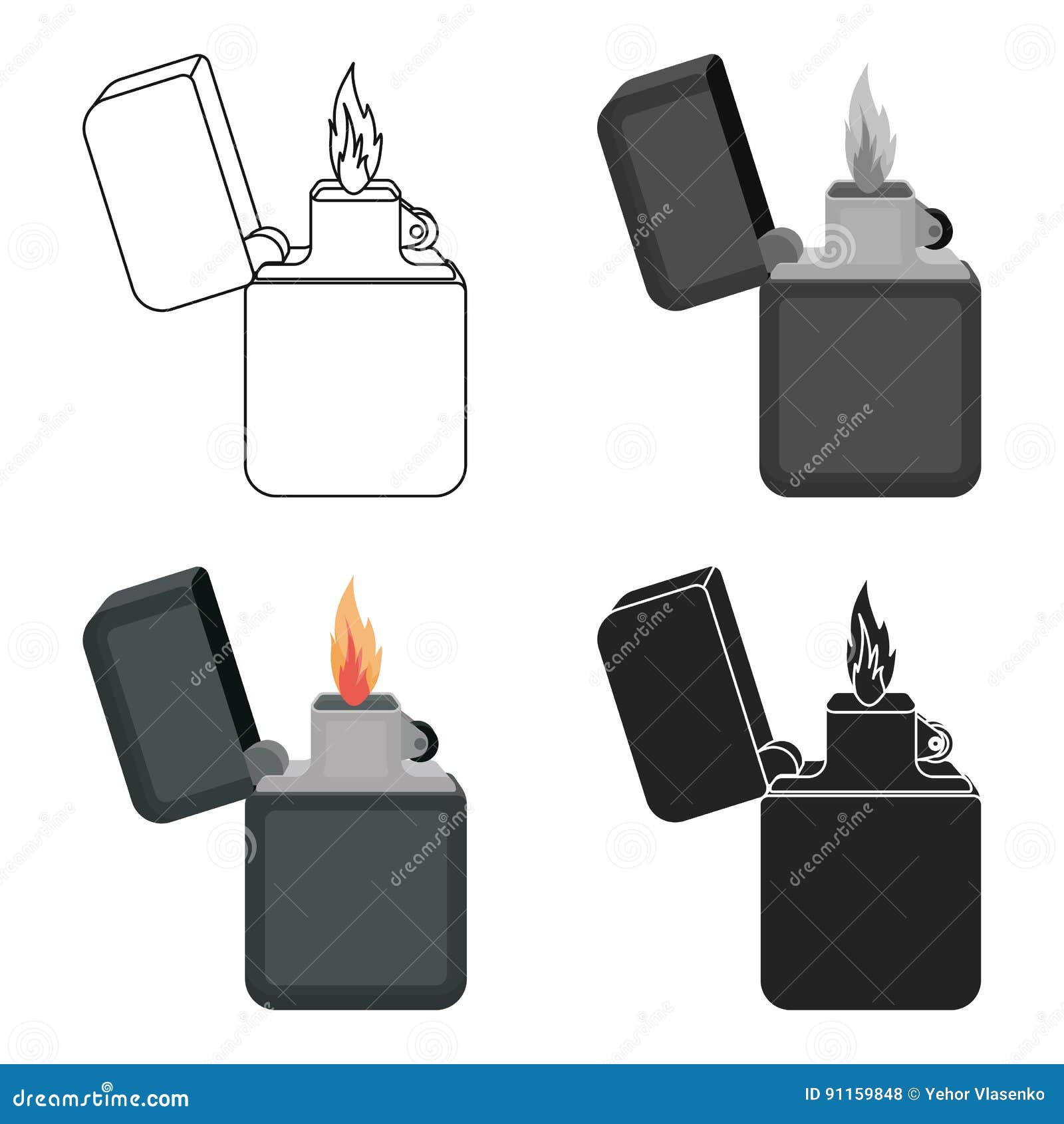 Lighter Icon in Cartoon Style on White Background. Light Source Symbol ...