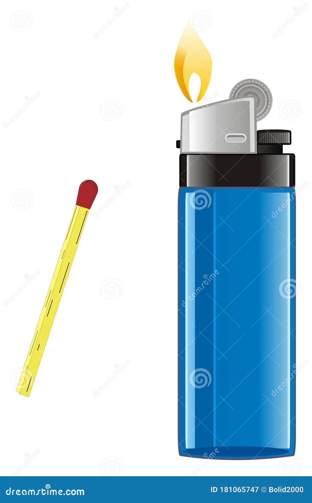 Lighter and match stock illustration. Illustration of closeup - 181065747