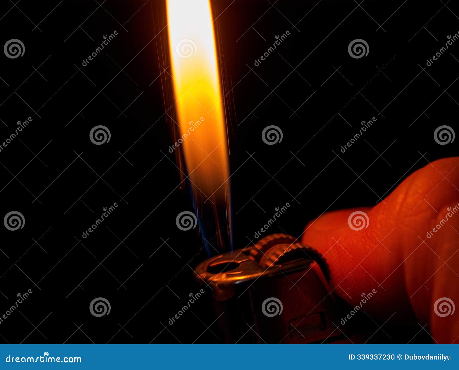 The Lighter Produces a Spark, Creating Fire. Symbol of Danger ...