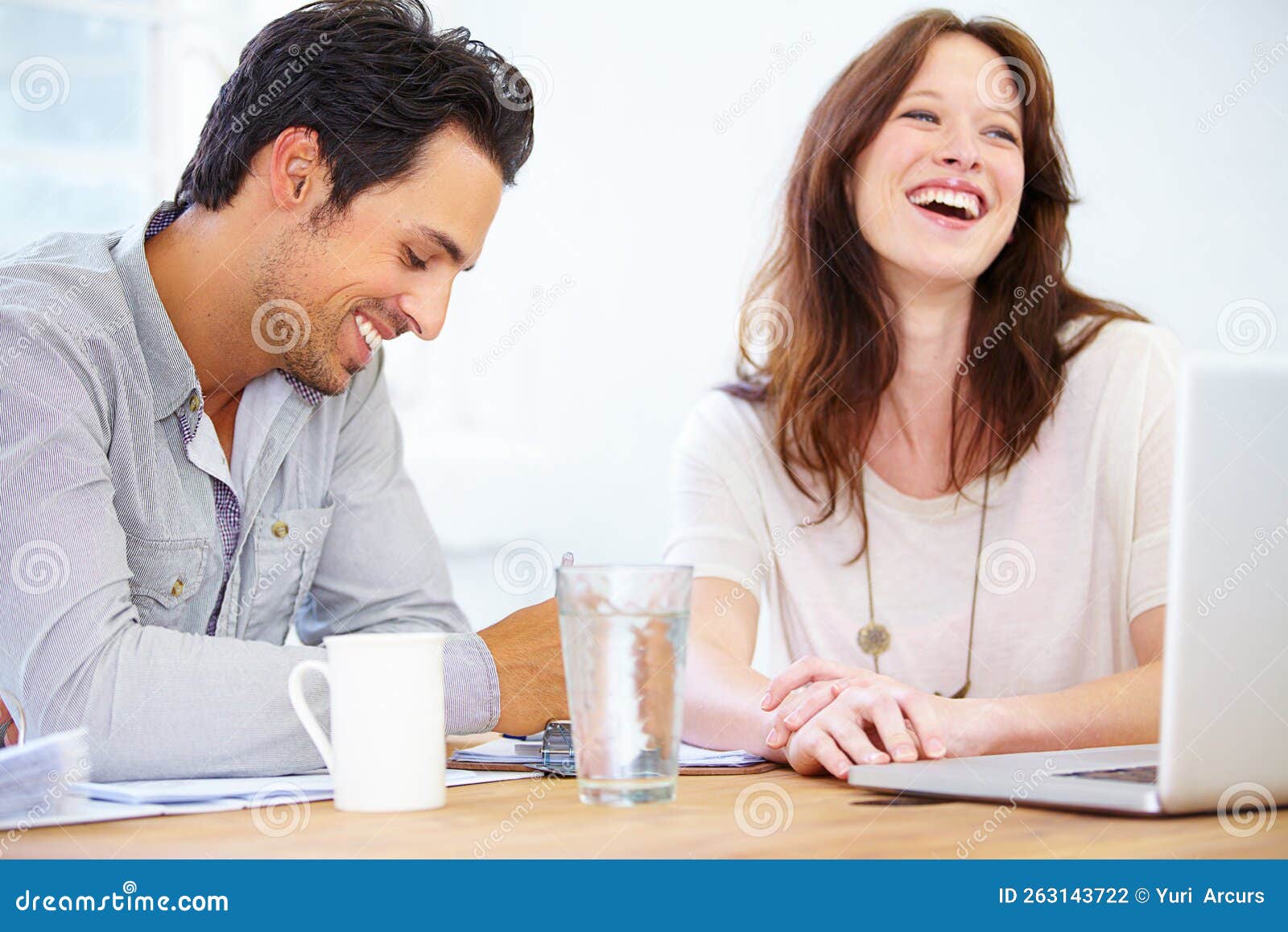 The Lighter Side of the Working Life. Two Colleagues Having a Friendly ...