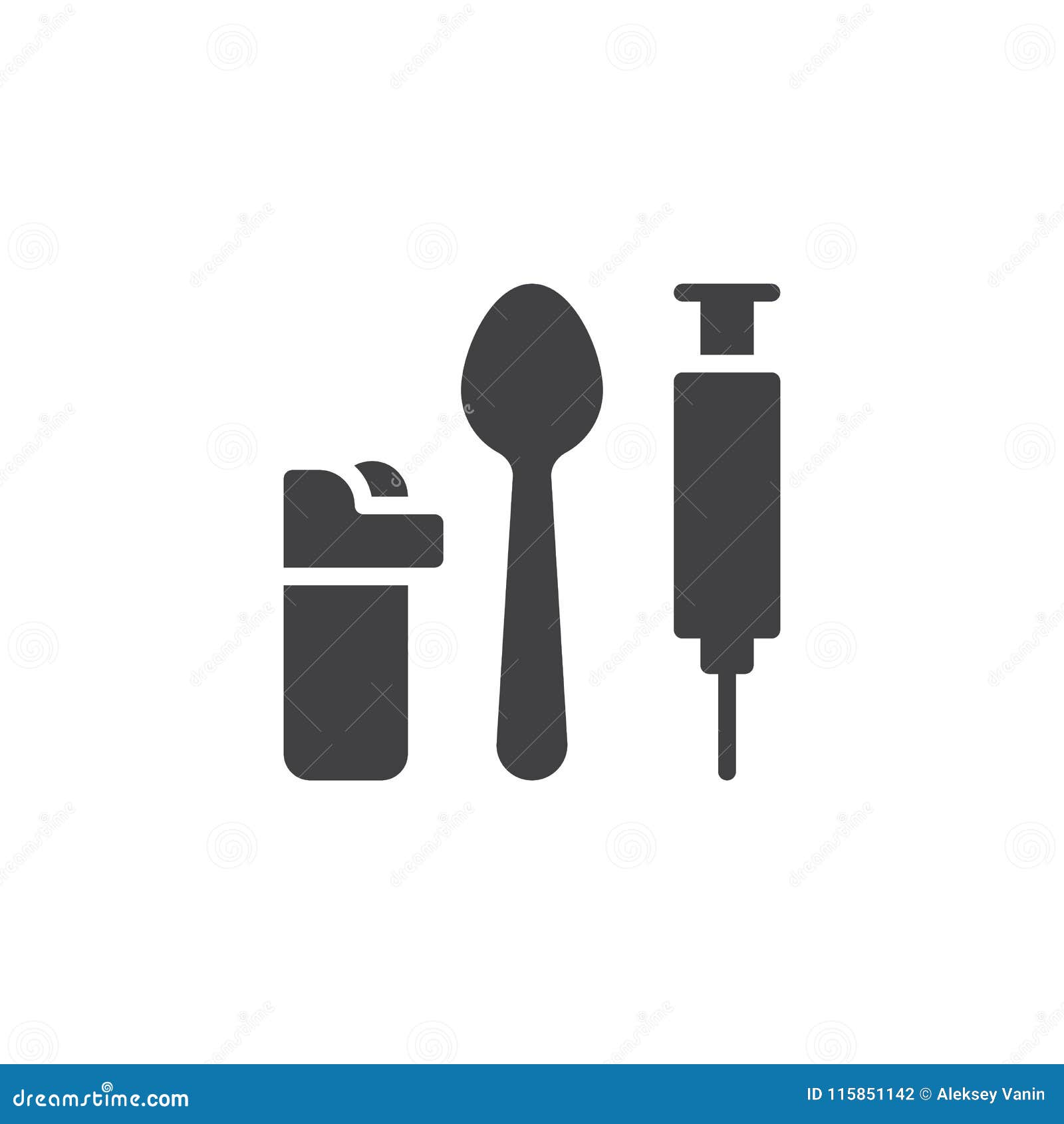 Lighter, Spoon and Syringe Vector Icon Stock Vector - Illustration of ...