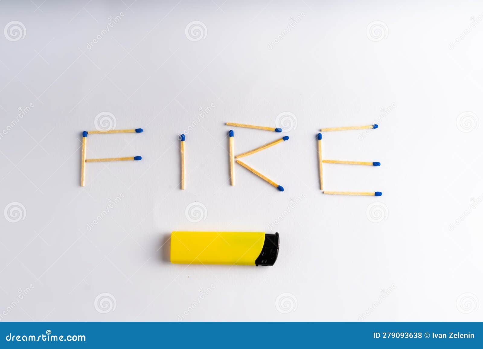 Lighter on White Background Including Matches Box, Word FIRE Stock ...