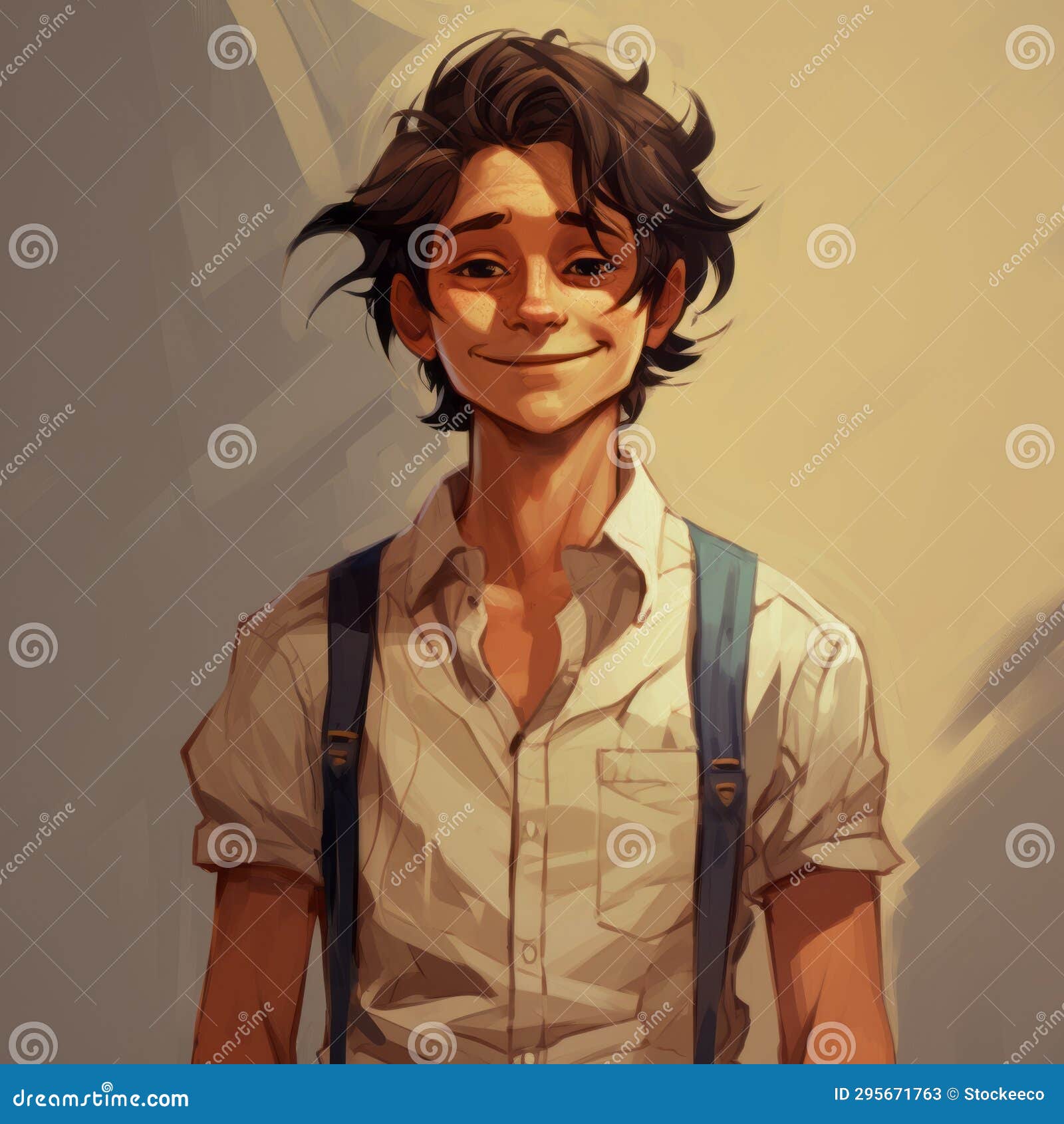 Lighthearted Sketch of a Smiling Teenage Cyclops in Suspender Stock ...