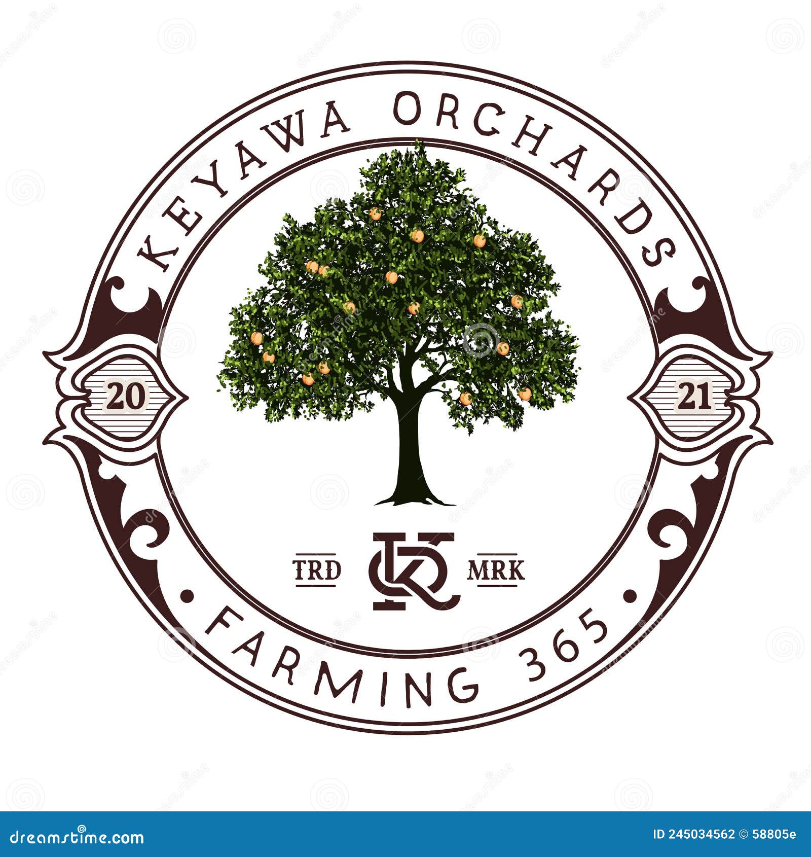 Orchards Farm Tree Oak Logo Design Template Stock Vector - Illustration ...