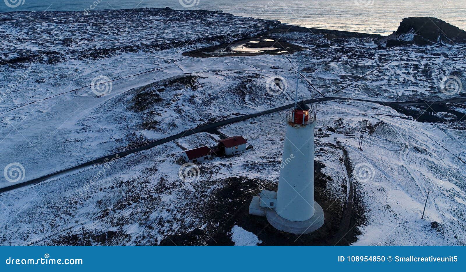 Lighthouse in aerial view stock photo. Image of house - 108954850