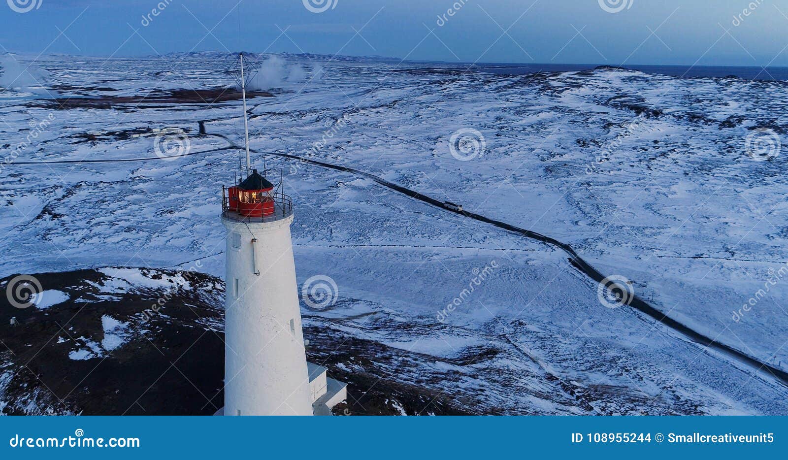 Lighthouse in aerial view stock photo. Image of landscape - 108955244