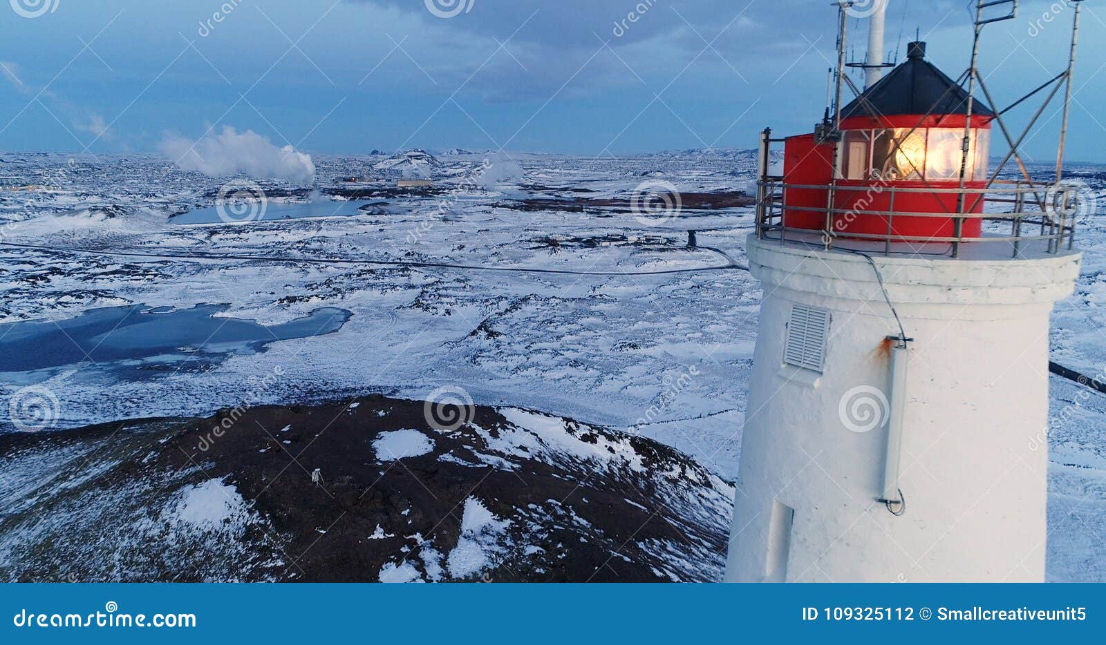 Lighthouse in aerial view stock photo. Image of boat - 109325112