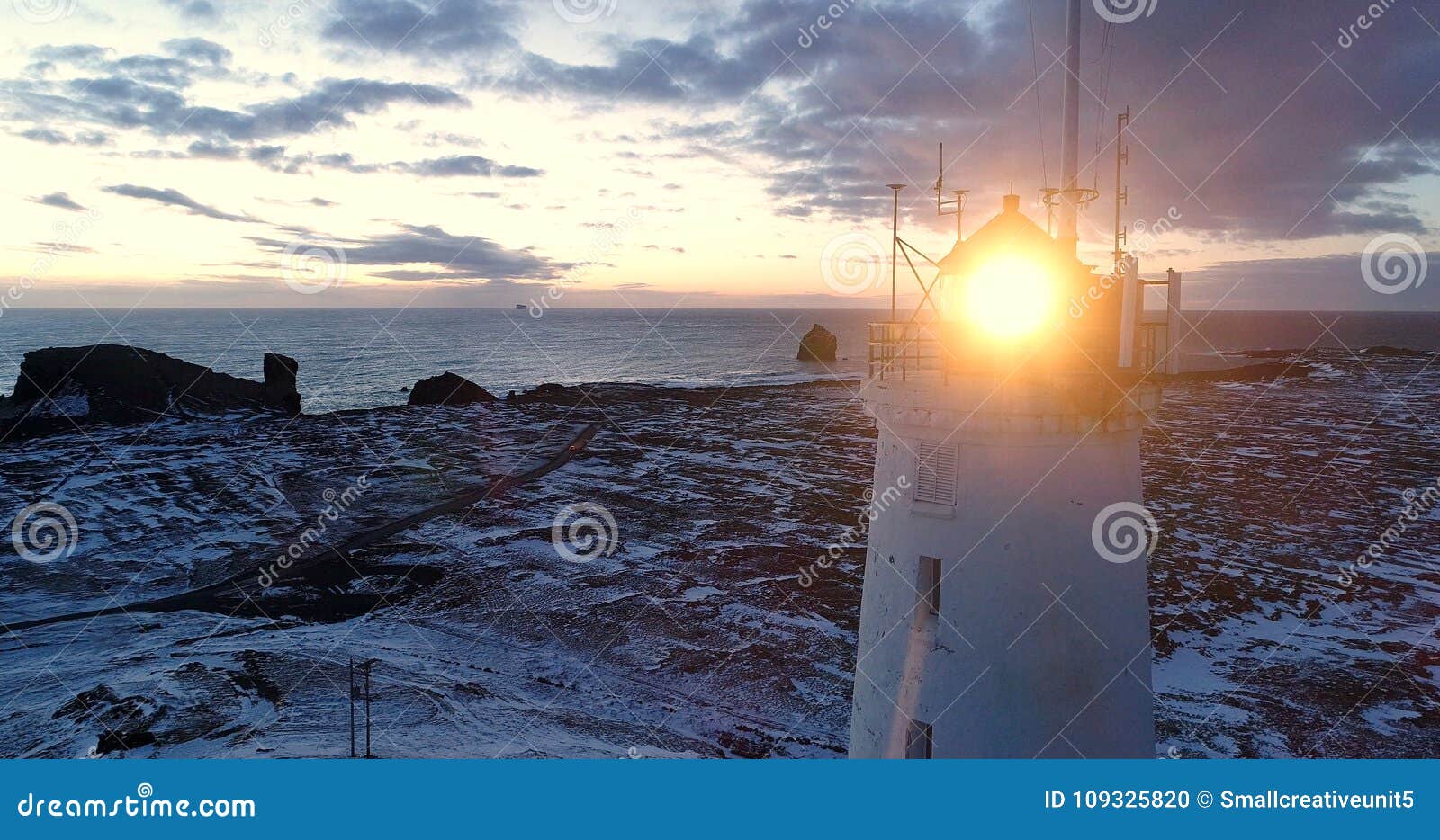Lighthouse in aerial view stock photo. Image of illuminated - 109325820