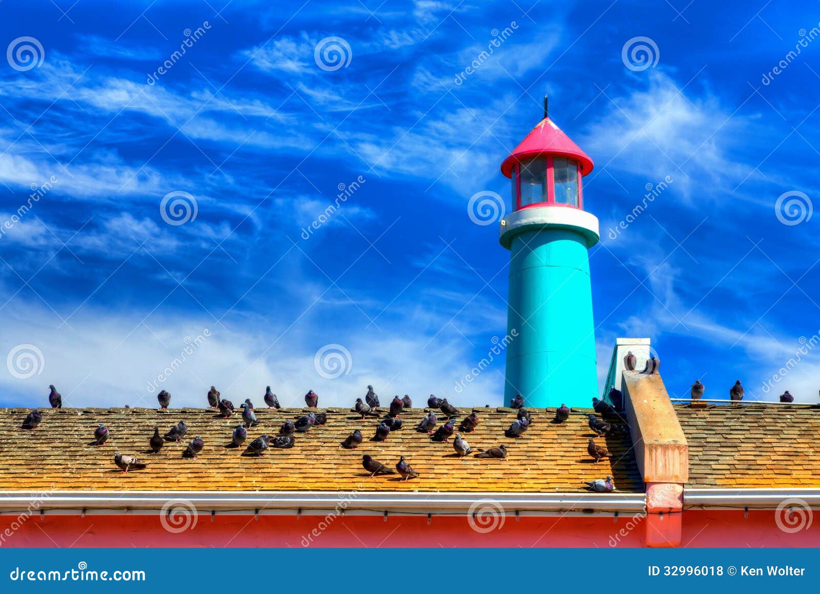 Lighthouse Against Blue Sky Stock Photo - Image of port, roof: 32996018