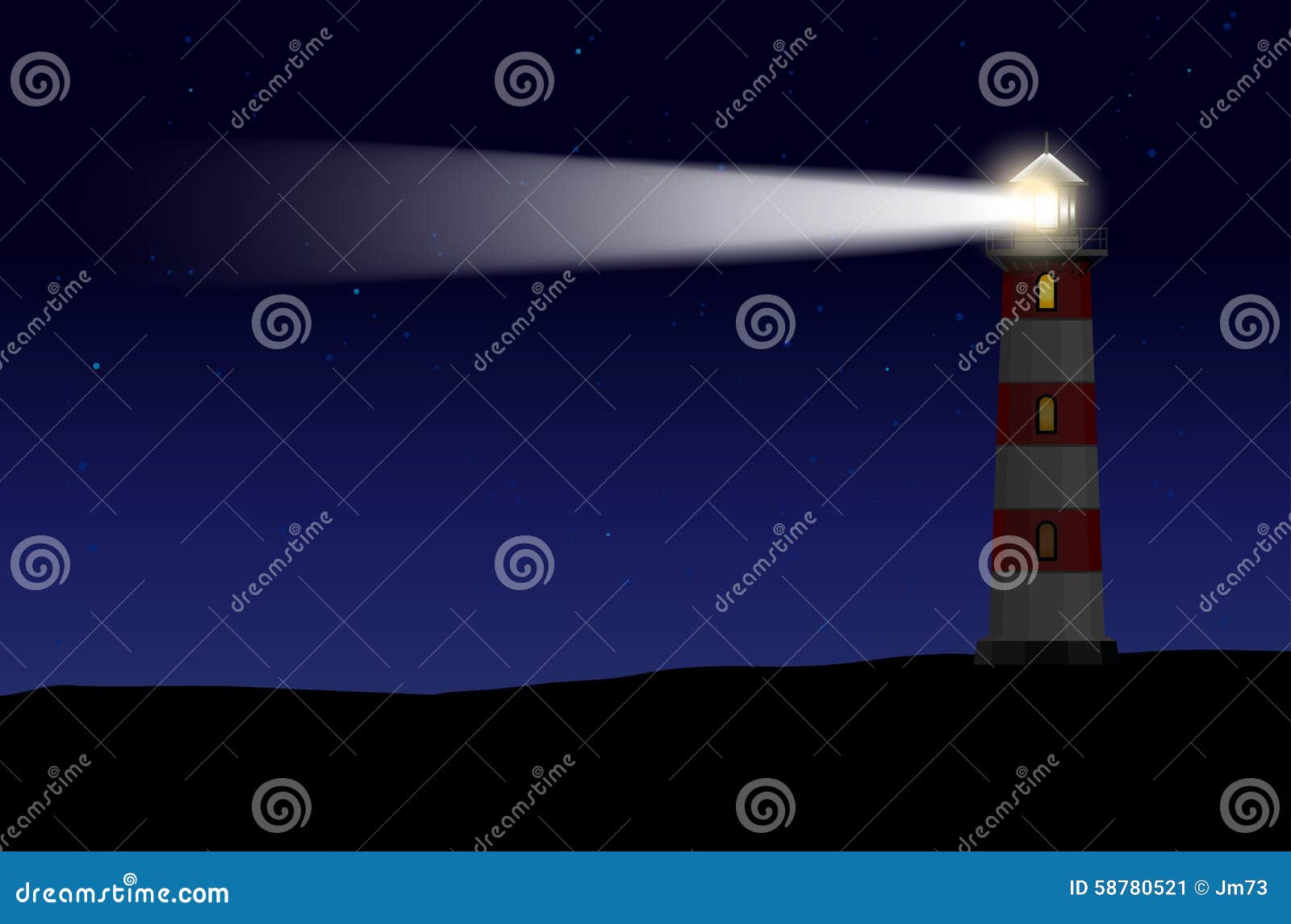 Lighthouse Against Night Starry Sky Stock Vector - Illustration of ...