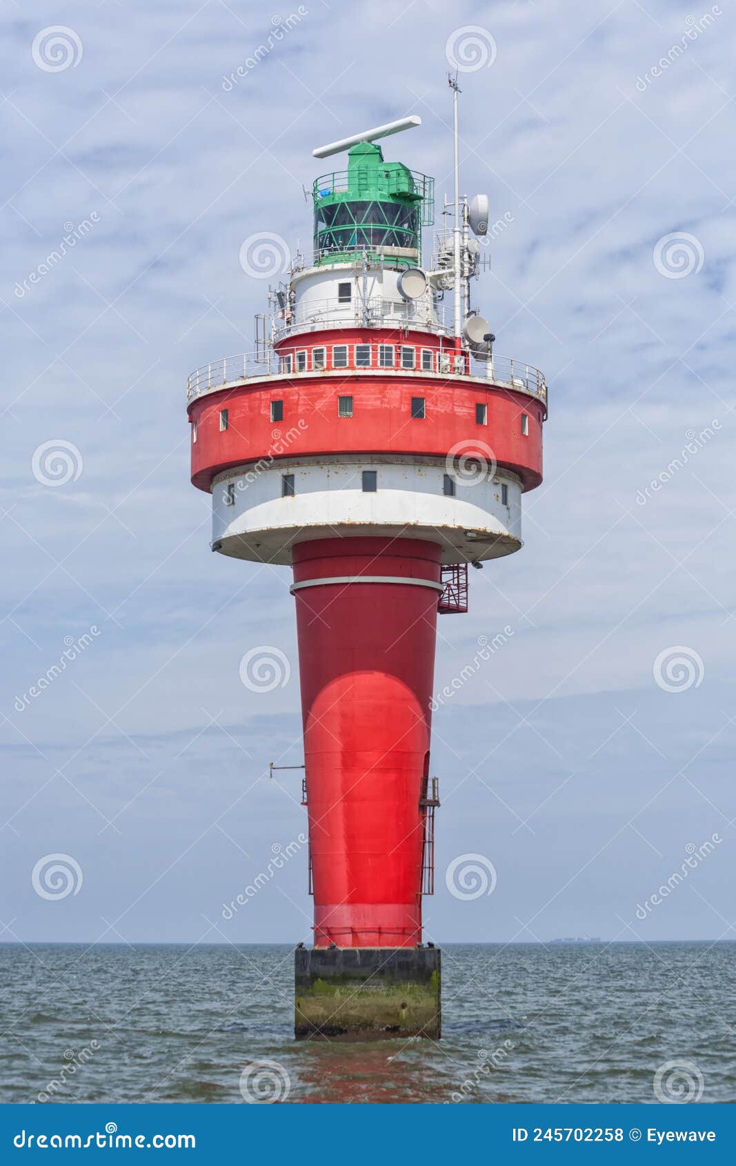 Lighthouse Alte Weser in the German Wadden Sea Stock Photo - Image of ...