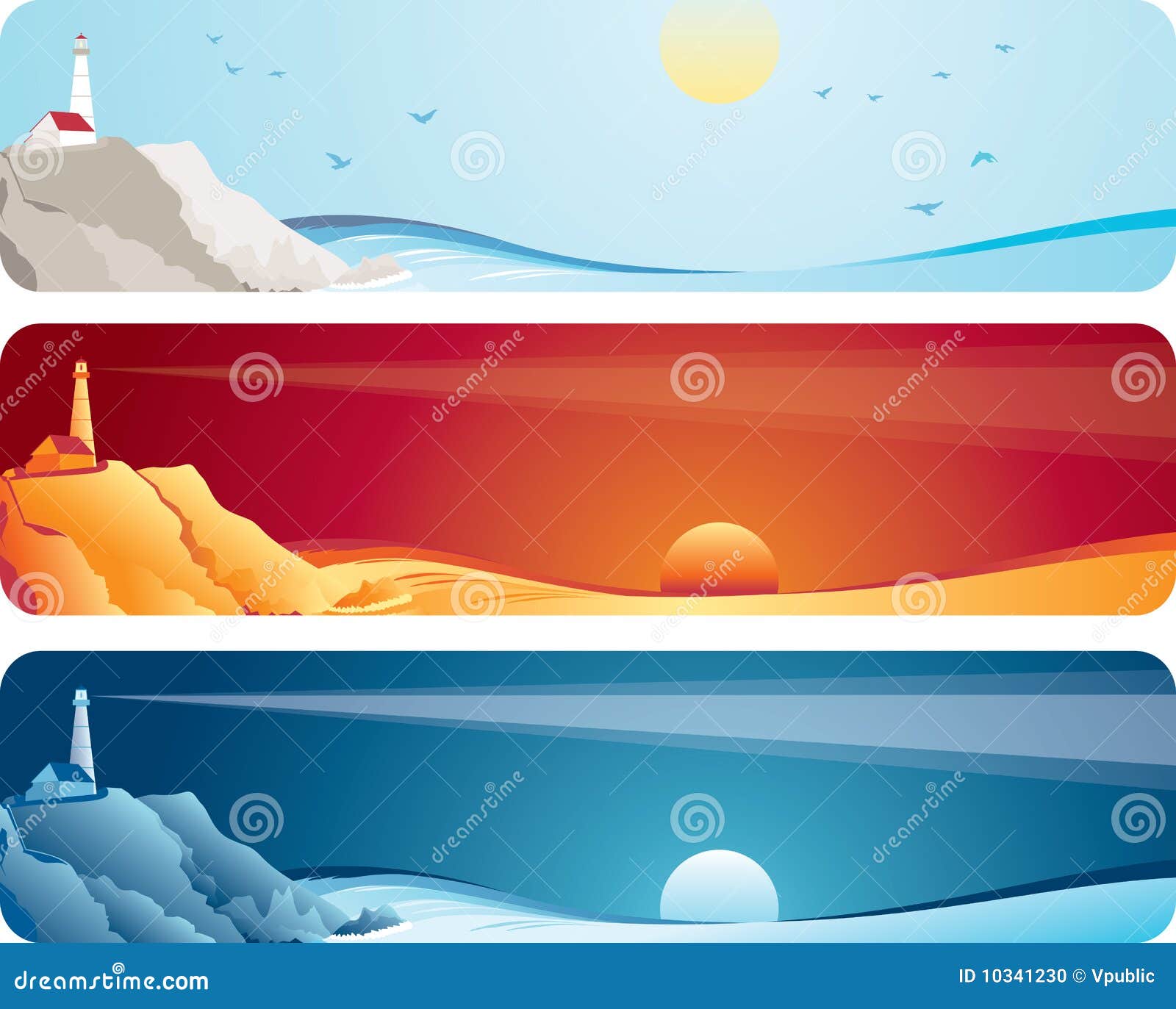Lighthouse - banner stock vector. Illustration of banner - 10341230