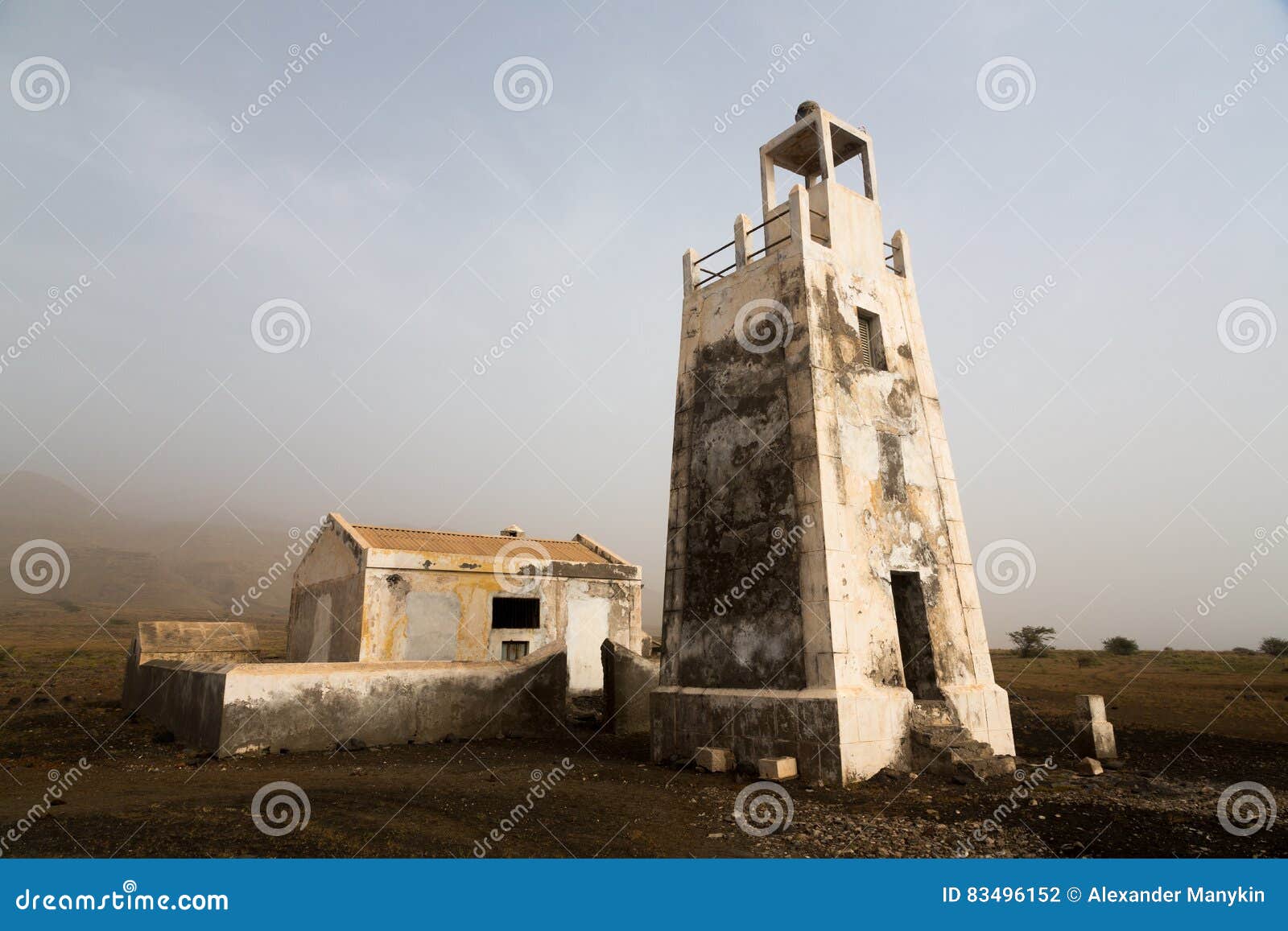 Lighthouse Barril, Cape Verde Stock Photo - Image of structure, blue ...