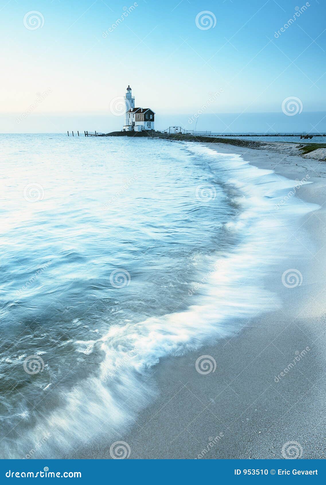 Lighthouse and beach stock photo. Image of golden, summer - 953510