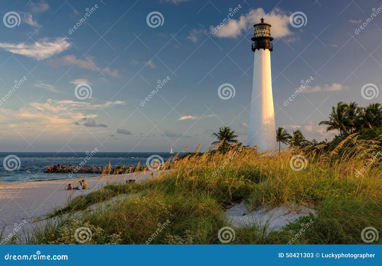 Lighthouse on the Beach, Cape Florida Lighthouse Stock Image - Image of ...