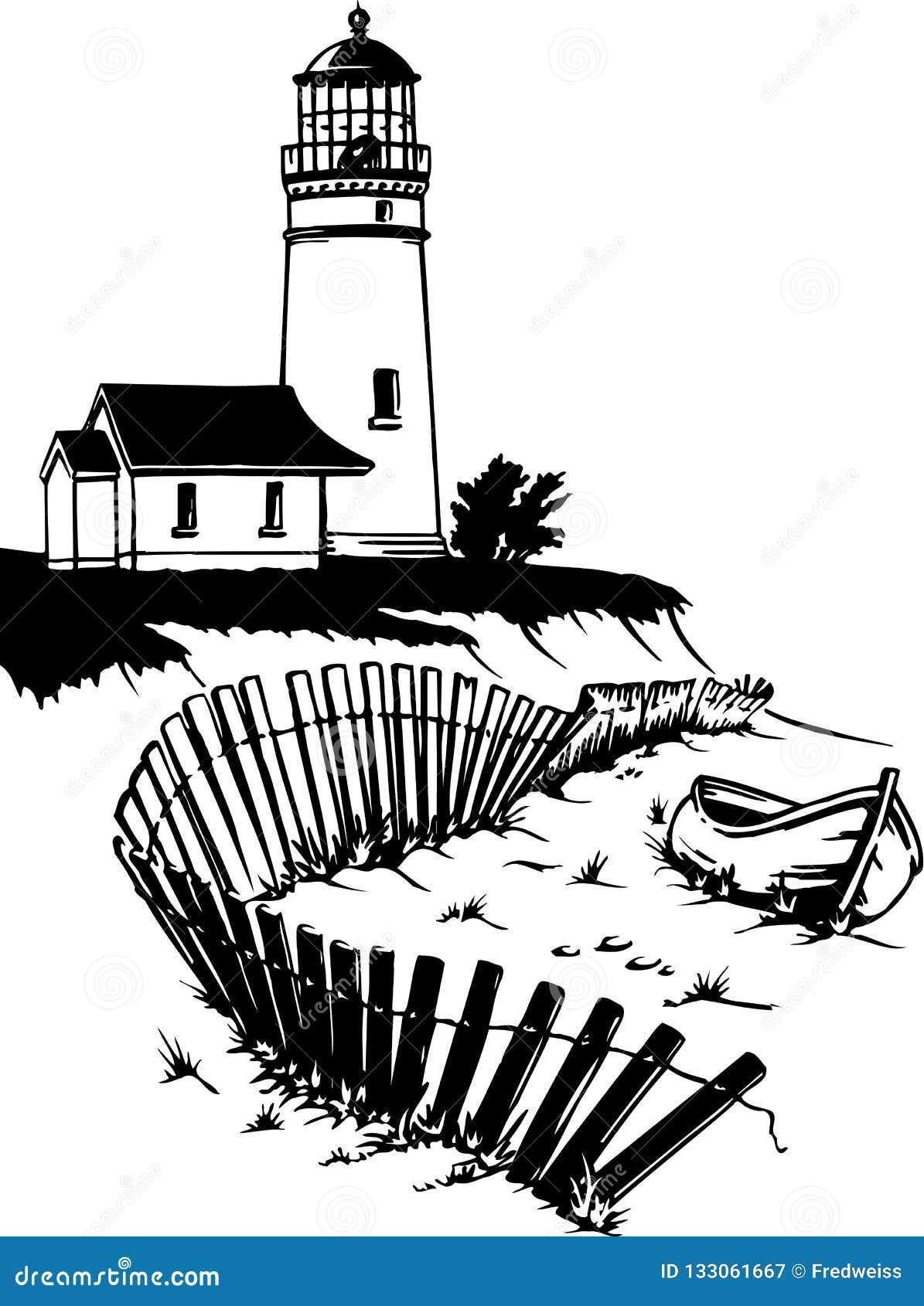 Lighthouse and Beach Illustration Stock Vector - Illustration of ...