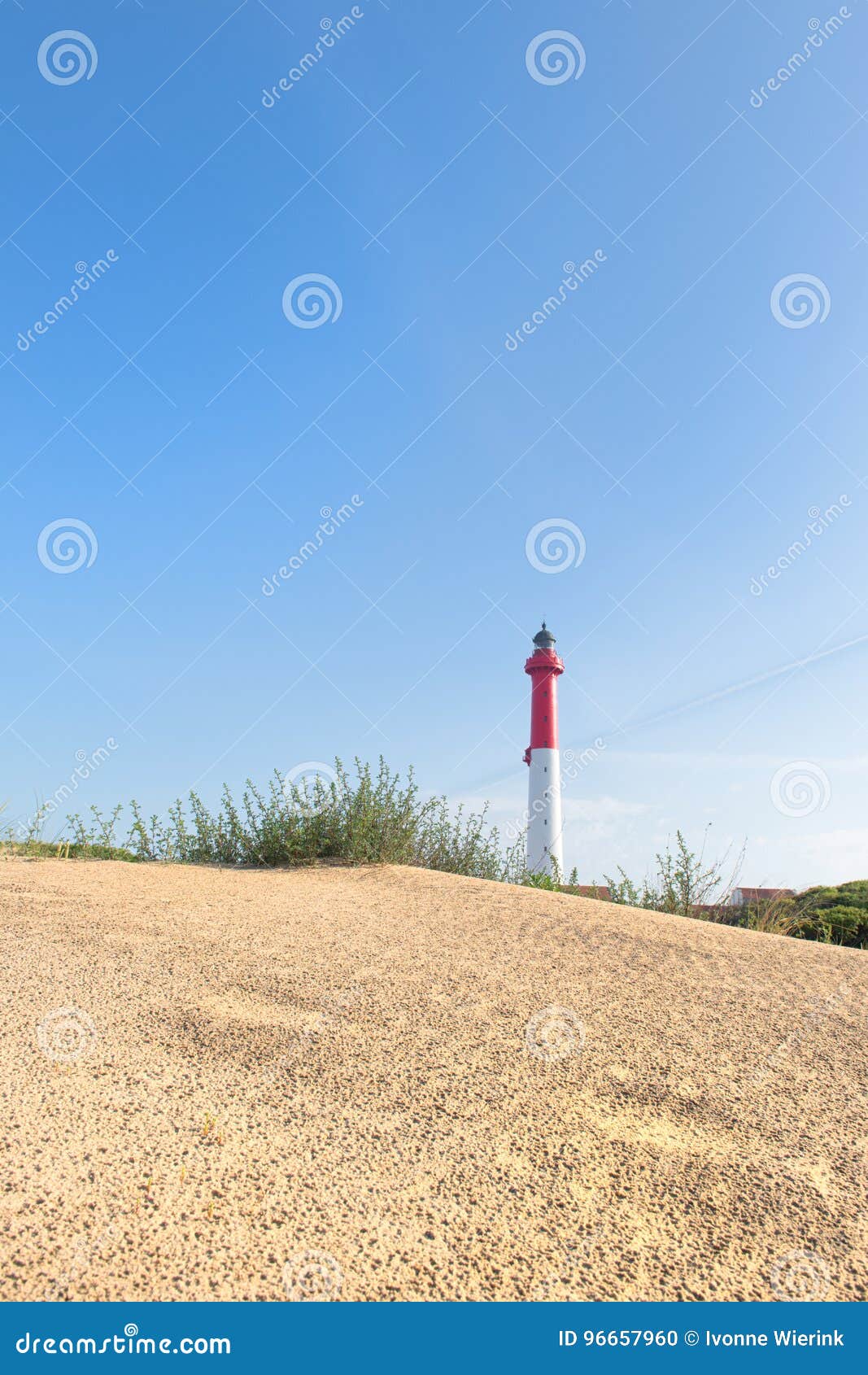 Lighthouse at the beach stock photo. Image of white, lighthouse - 96657960